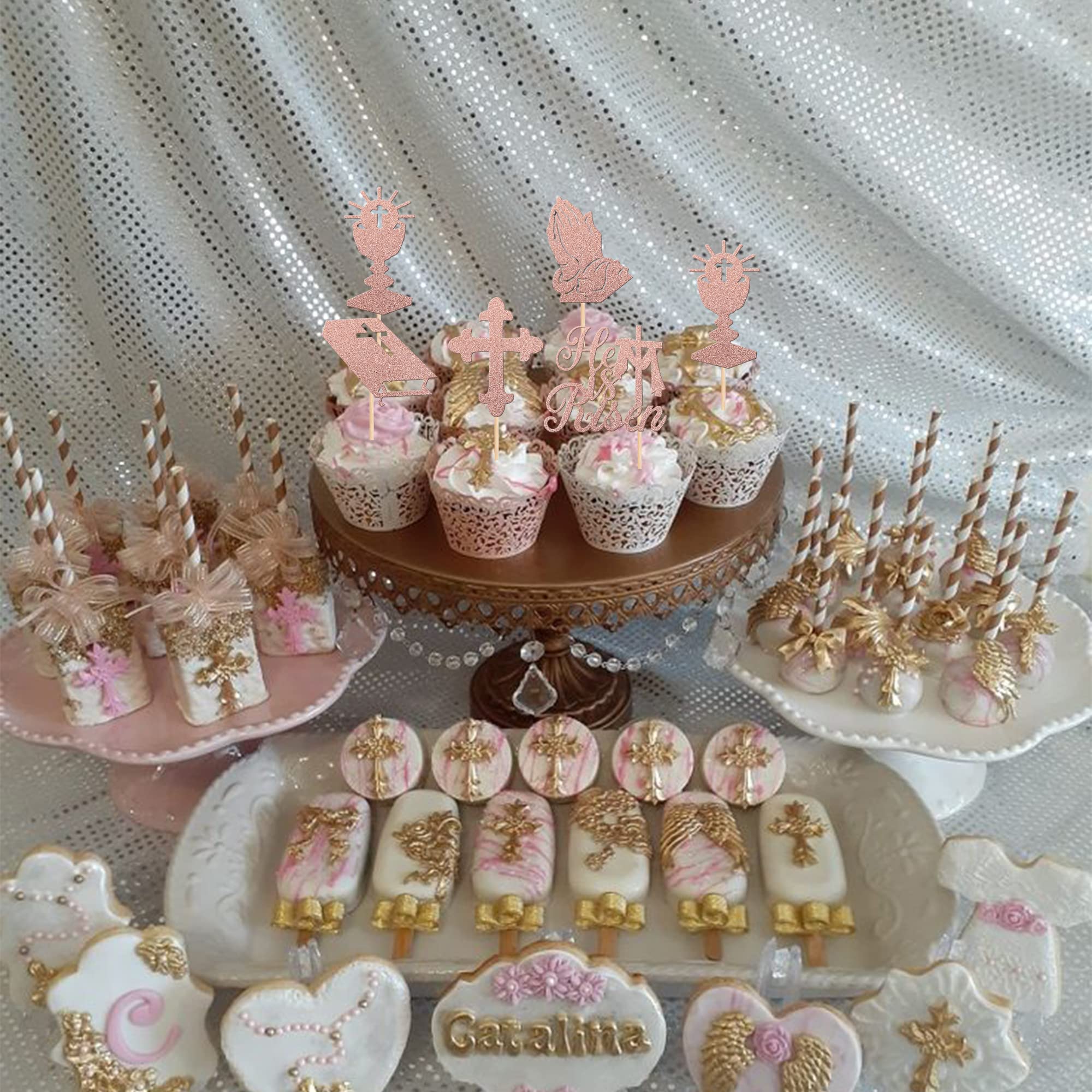 Snapklik.com : 30 PCS Jesus Easter Cupcake Toppers Glitter Religious ...
