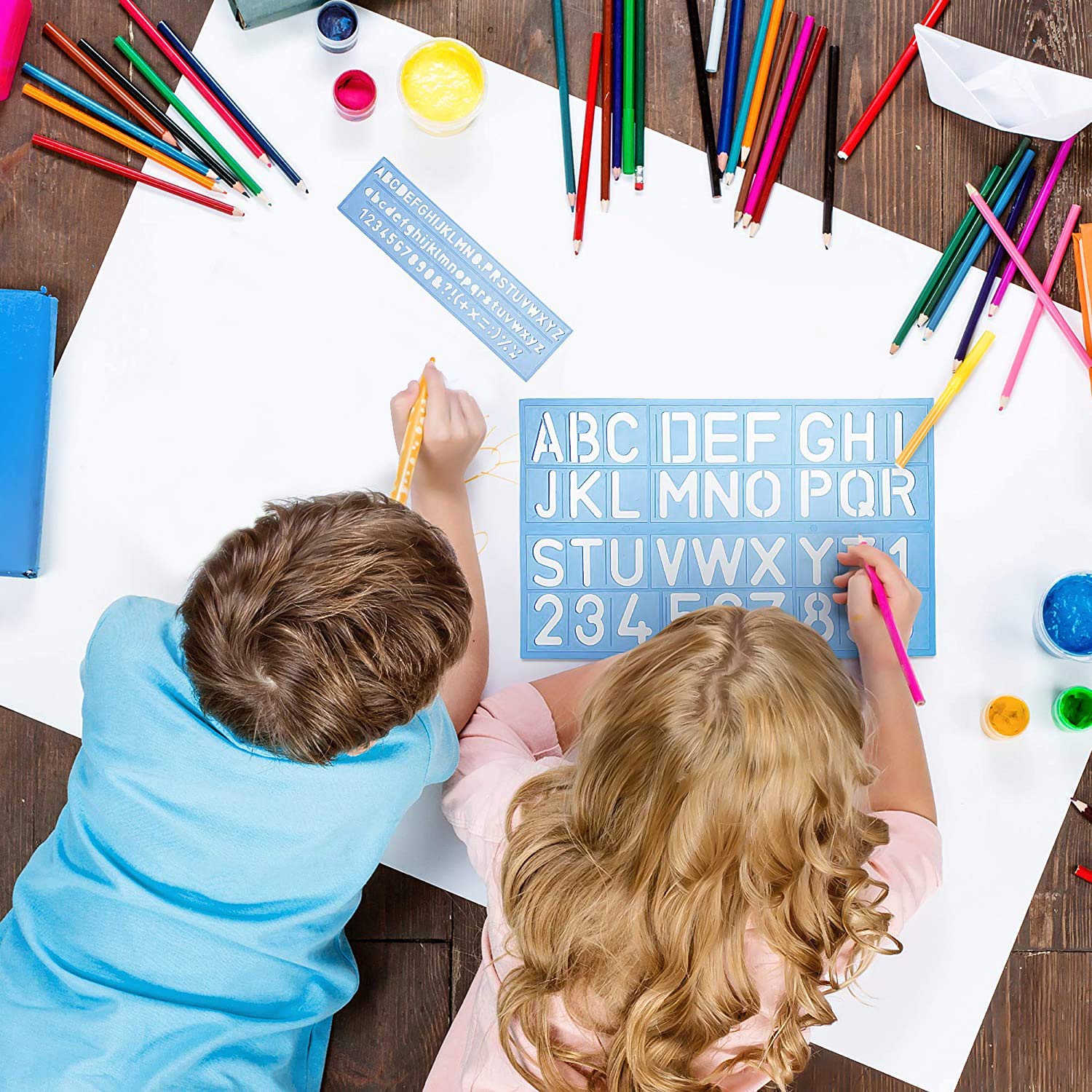 6 Piece Plastic Letter Stencil Alphabet Stencils Ruler Sets Drawing ...