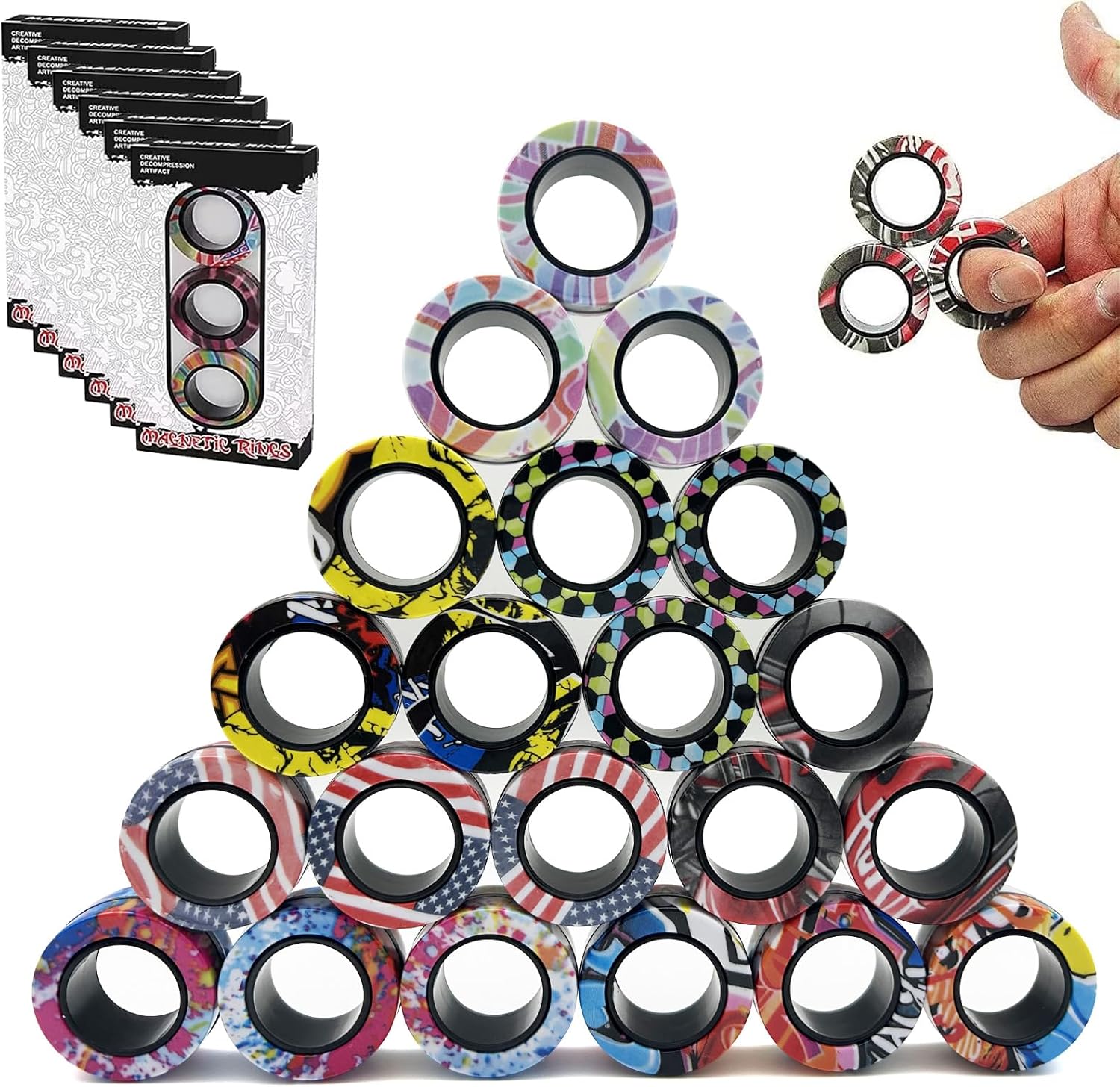 Amazon.com: 24Pcs Magnetic Rings Fidget Toys Spinner Set Easter Basket ...