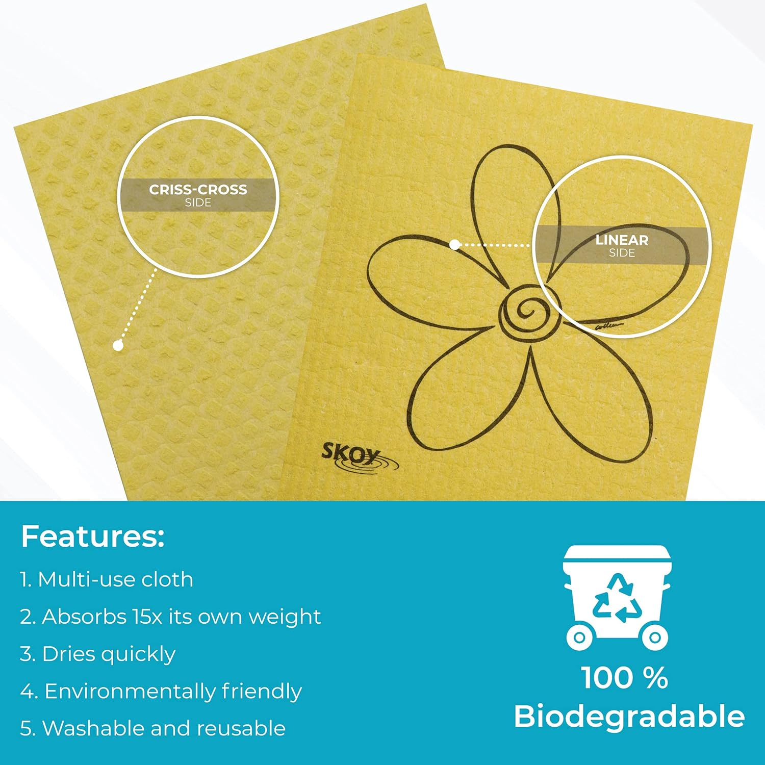 Skoy Cloth – Paquete de 8 paños suecos ecológicos y reutilizables, para ...