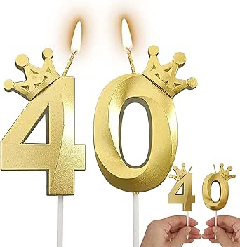 Amazon.com: The Number 40 Gold Birthday Candles for Cake is Beautiful ...