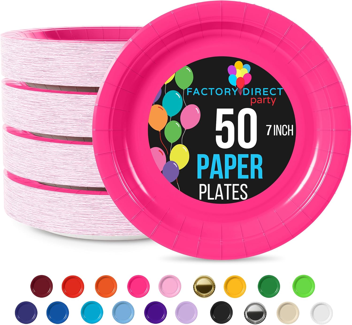 Amazon.com: Exquisite Party Solids Cerise Paper Plates Disposable Heavy ...