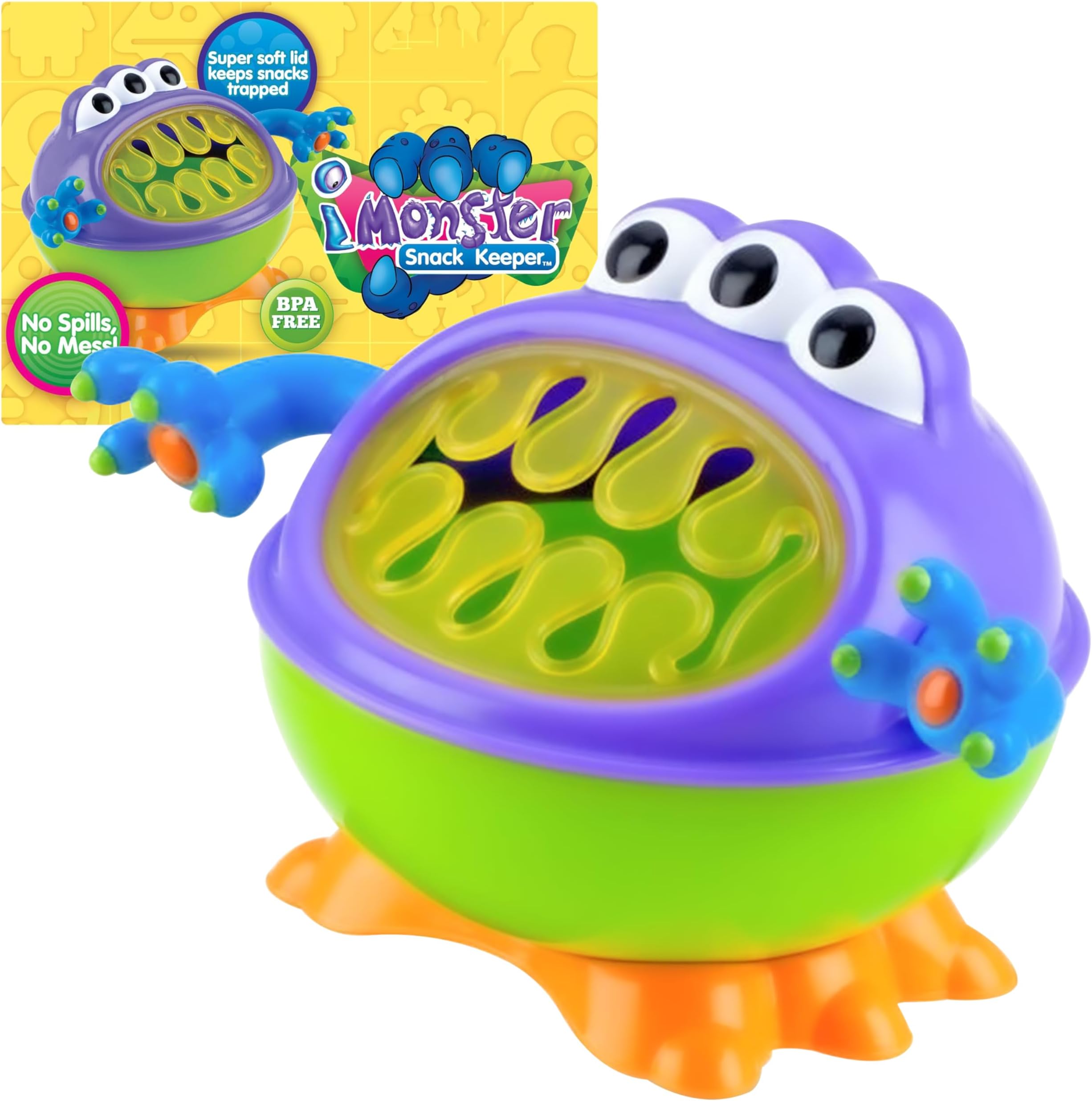 Amazon.com : Nuby 3-D Monster Toddler Snack Containers - Spill-Proof ...