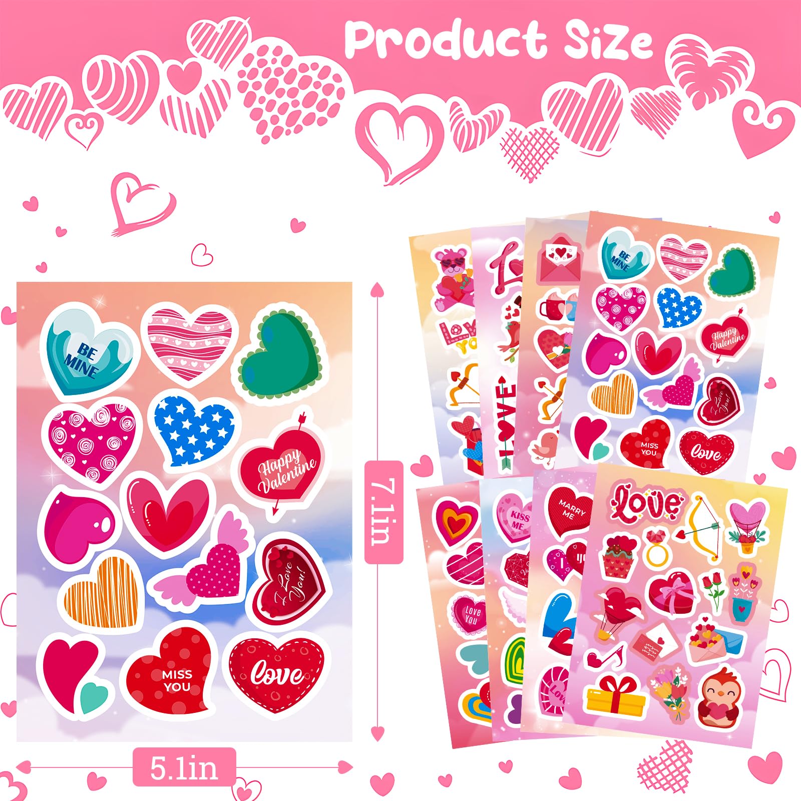 Snapklik.com : GonLei 324 Pcs Heart Stickers - Valentines Day Stickers ...