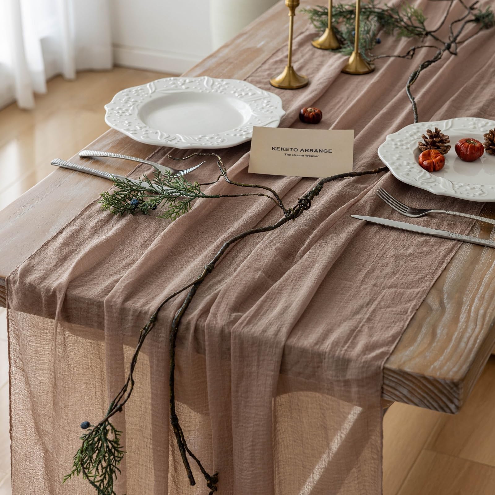Amazon.com: Wokceer Cheesecloth Table Runner 3Pack 10FT Sand Christmas ...