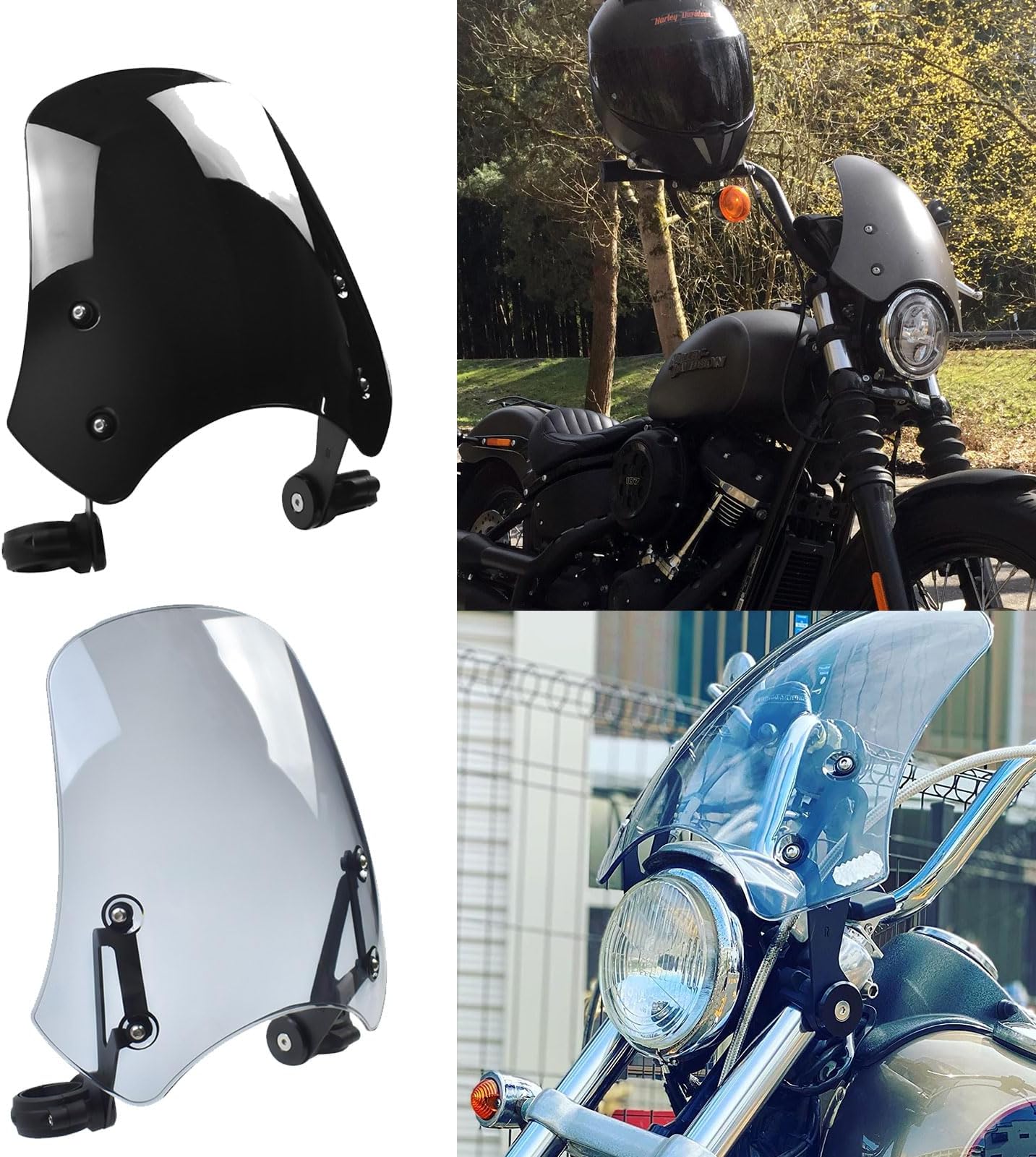 Amazon.com: Midimttop Motorcycle WindScreen for Universal Har-ley FXST ...