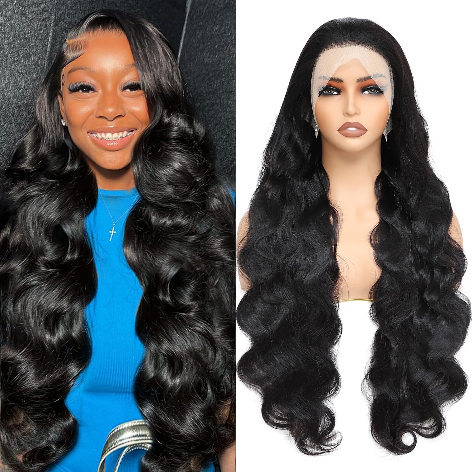 Amazon.com : fenhua 13x6 Lace Front Wigs Human Hair Pre Plucked 200 ...