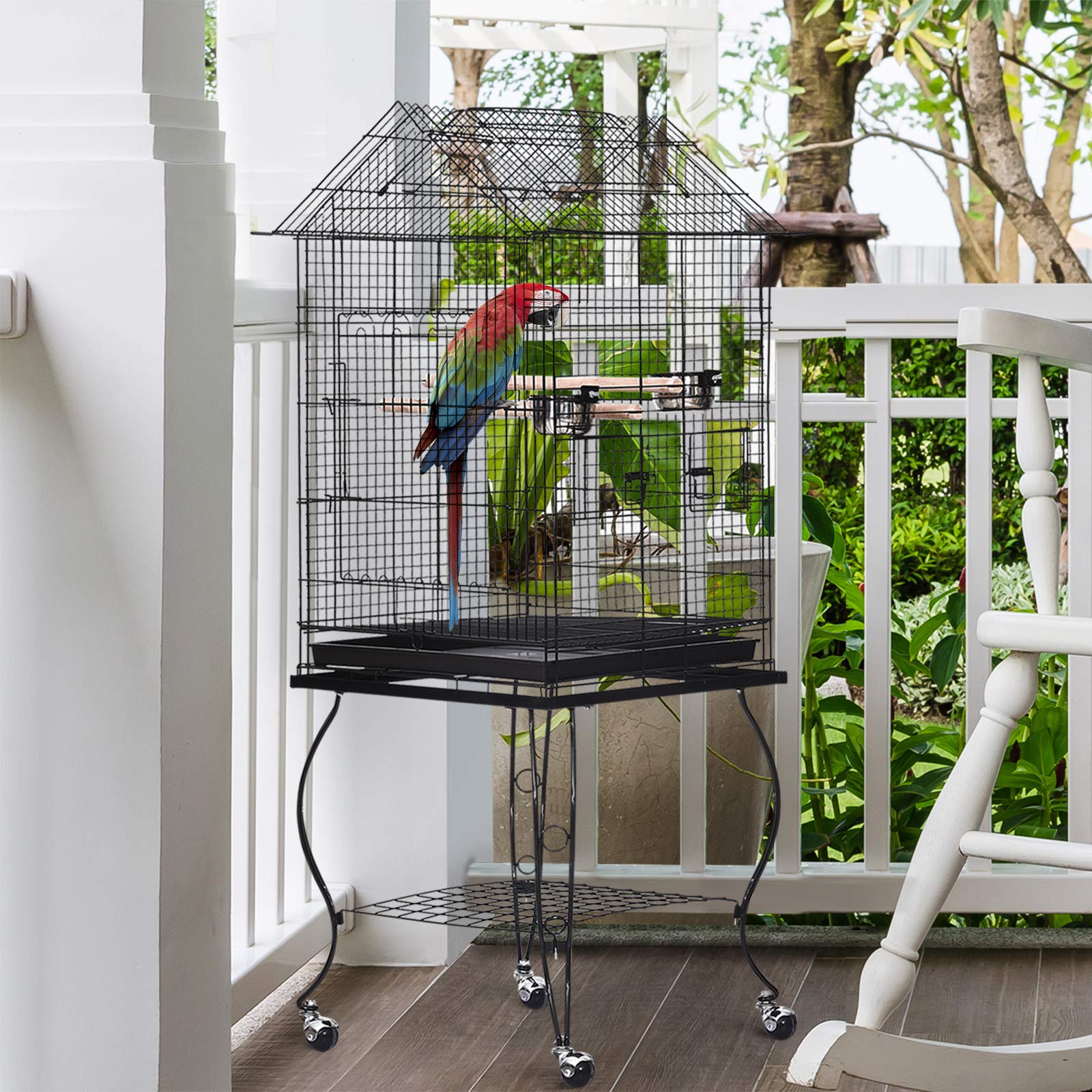 Buy PawHut Large Metal Bird Cage Aviary Budgies Finch Cockatiel Birds ...