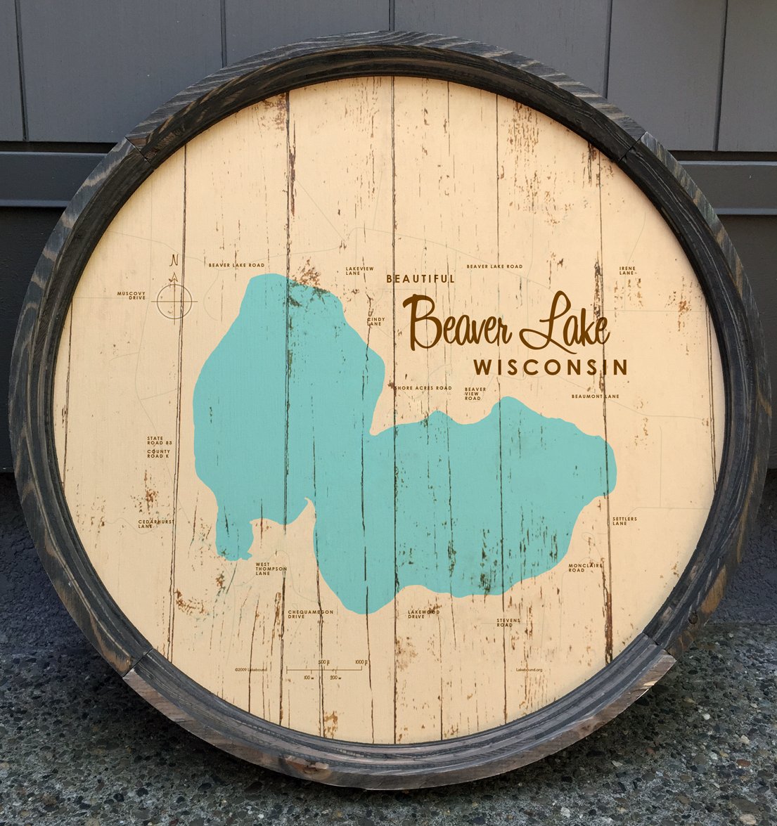 Amazon.com: Beaver Lake, WI Map Barrel End Sign : Handmade Products