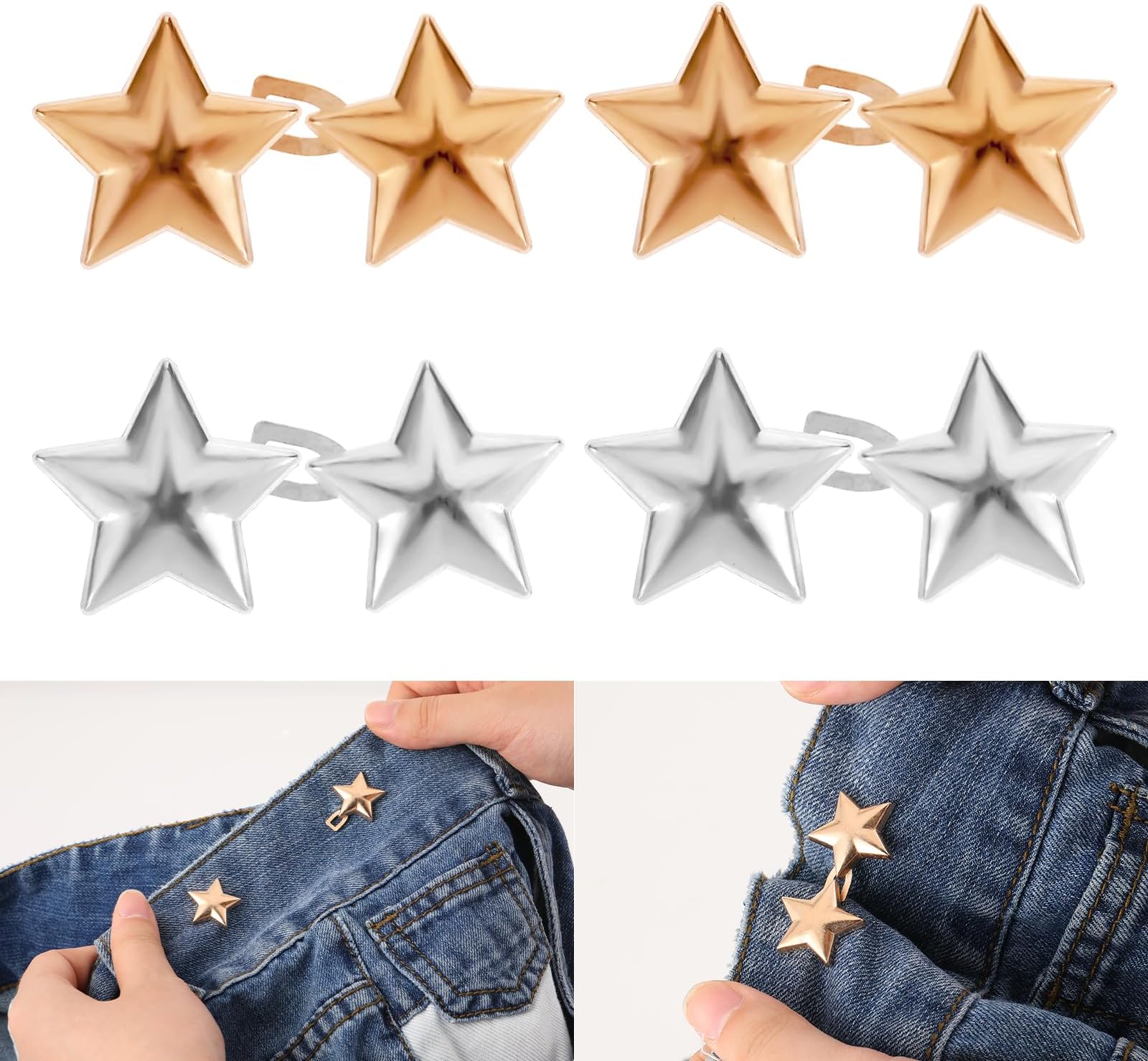 4 Sets Waist Adjuster Clips Jean Clips to Tighten Waist Tightener Clip ...
