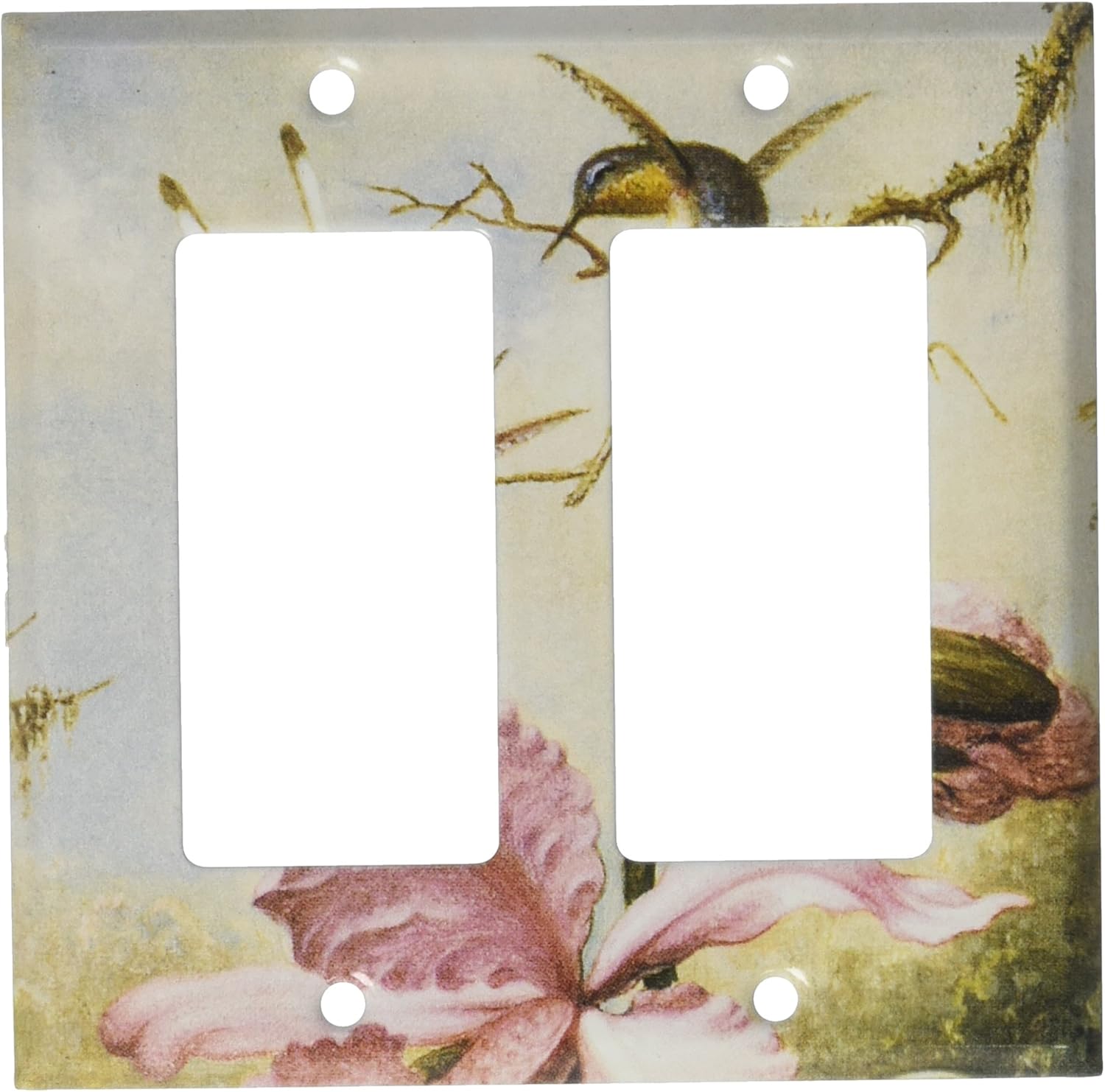 Art Plates - Heade: Orchids & Hummingbirds Switch Plate - Double Rocker ...