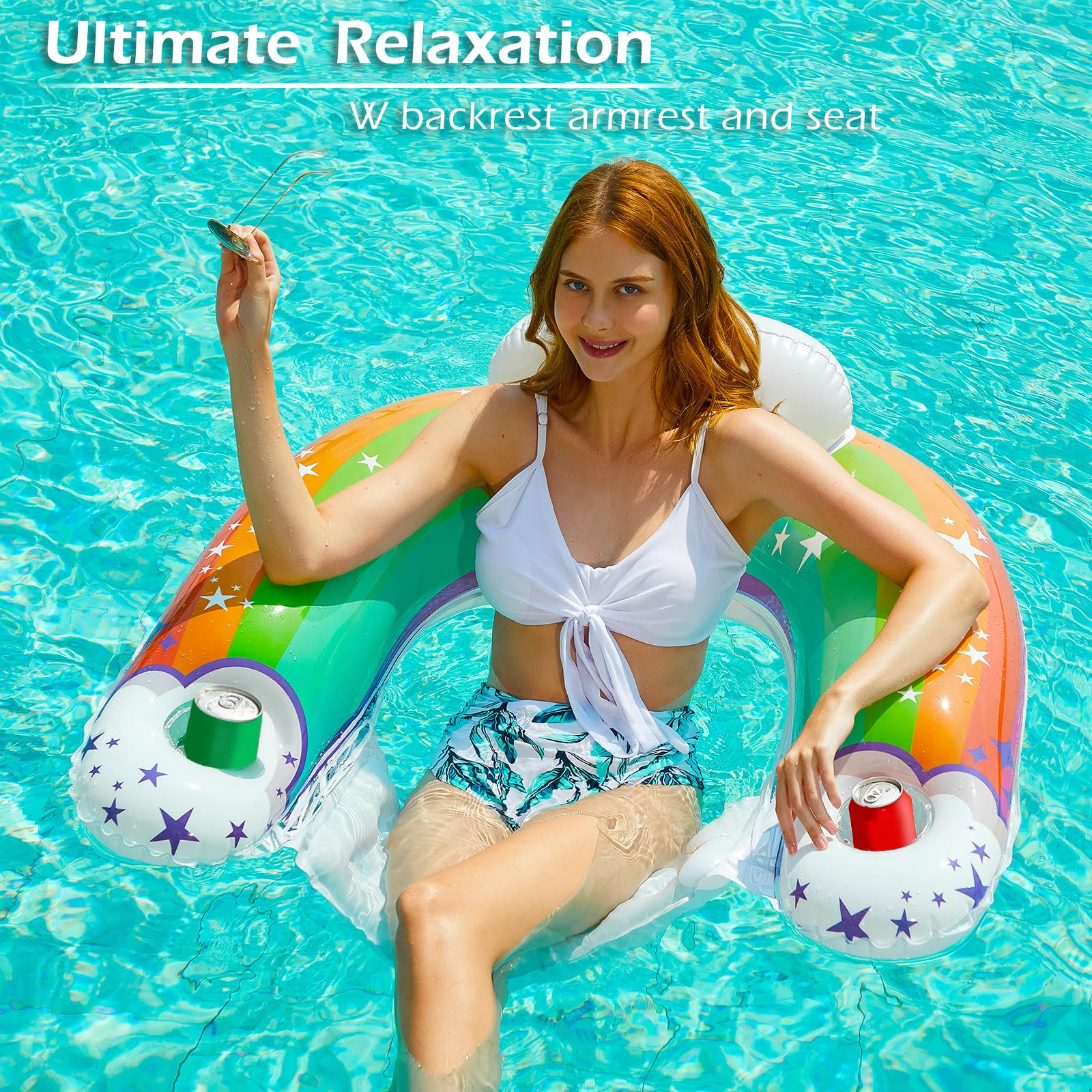 Snapklik.com : Jasonwell Inflatable Pool Float Chair - Pool Floaties Chair Floats Loungers For ...