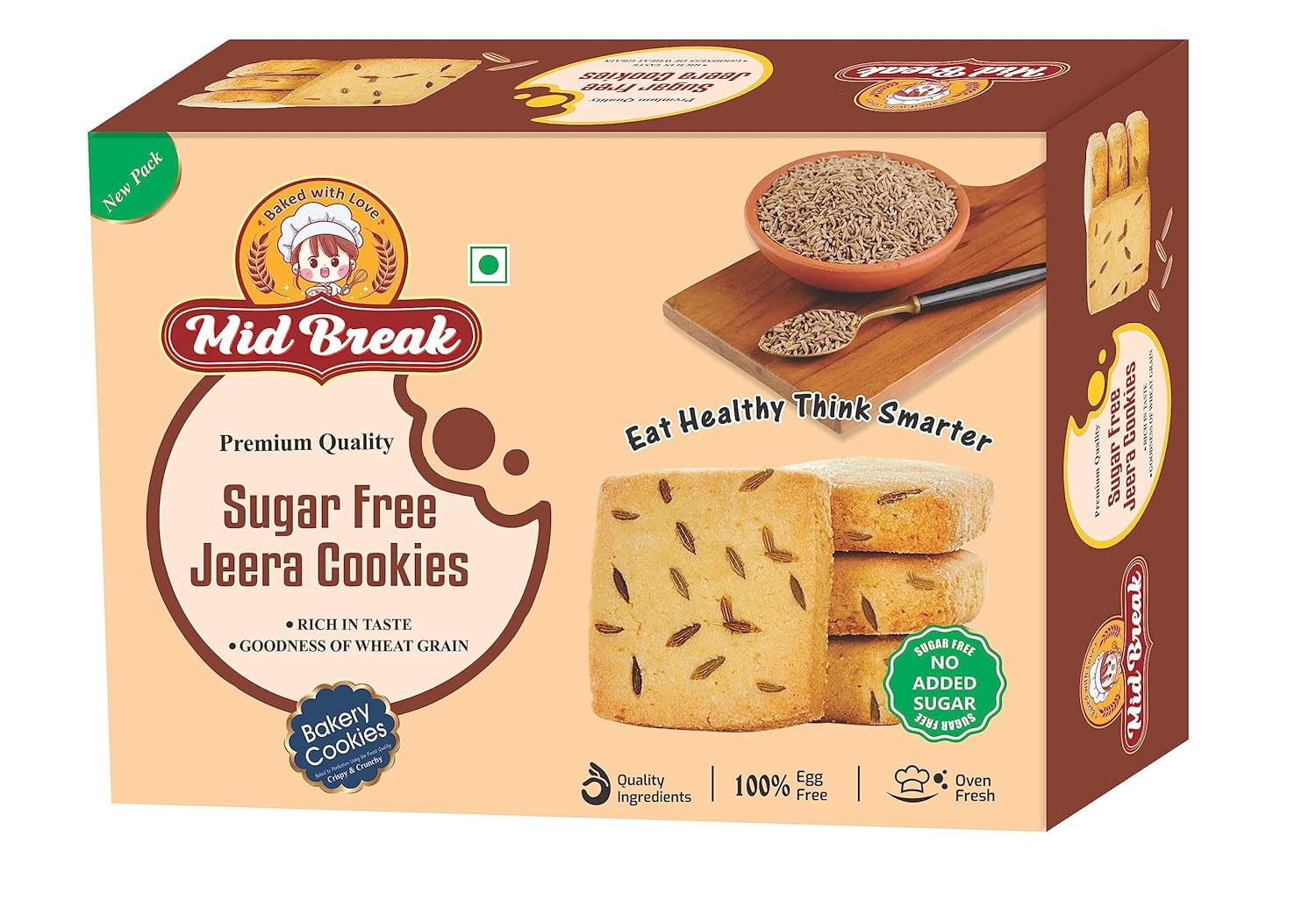 MidBreak Sugar-Free Jeera Biscuits | High Fiber Cumin Cookies | Low GI ...