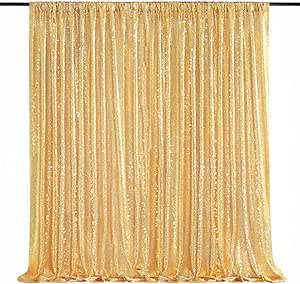 Gold Backdrop 8ftx8ft Sequin Curtains Glitter Photo Booth Fabric Background Wedding Party Decor ...