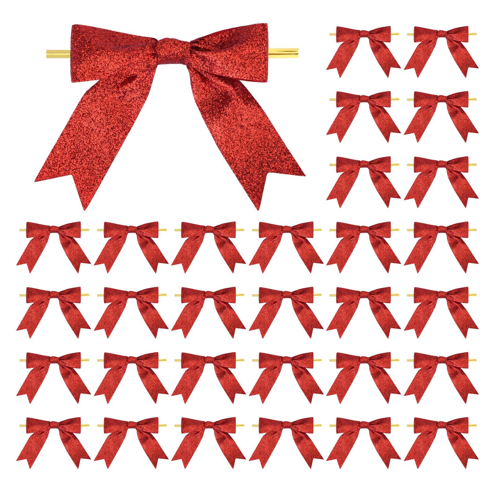 Amazon.com: Meseey 30 Pieces 3 Inch Premade Metallic Red Glitter ...