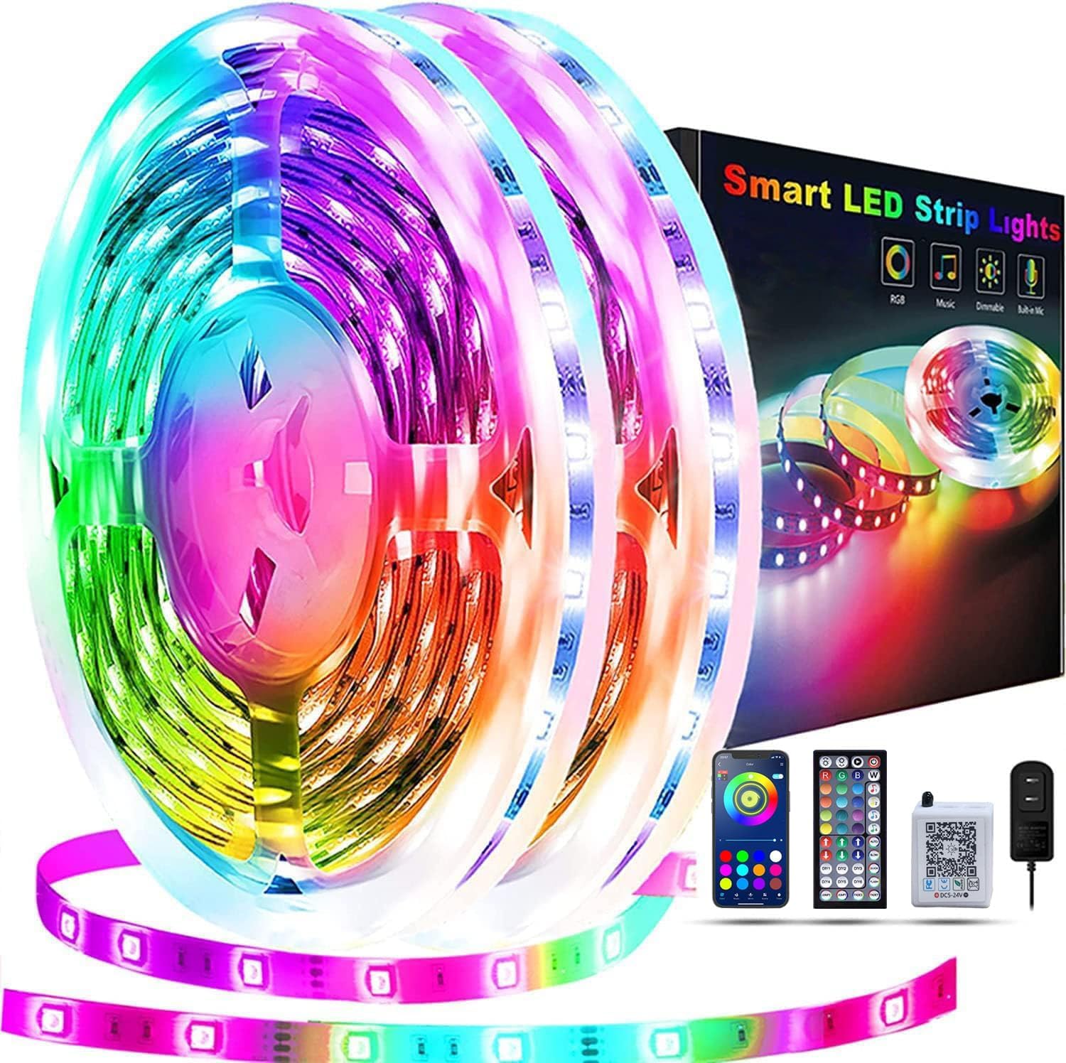 REEMEER Led Lights for Bedroom 100ft（2Rools of 50FT）, Led Lights Color ...