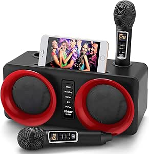 Amazon.com: ALPOWL Karaoke Machine for Kids Adults with 2 UHF Wireless Microphone, Portable ...