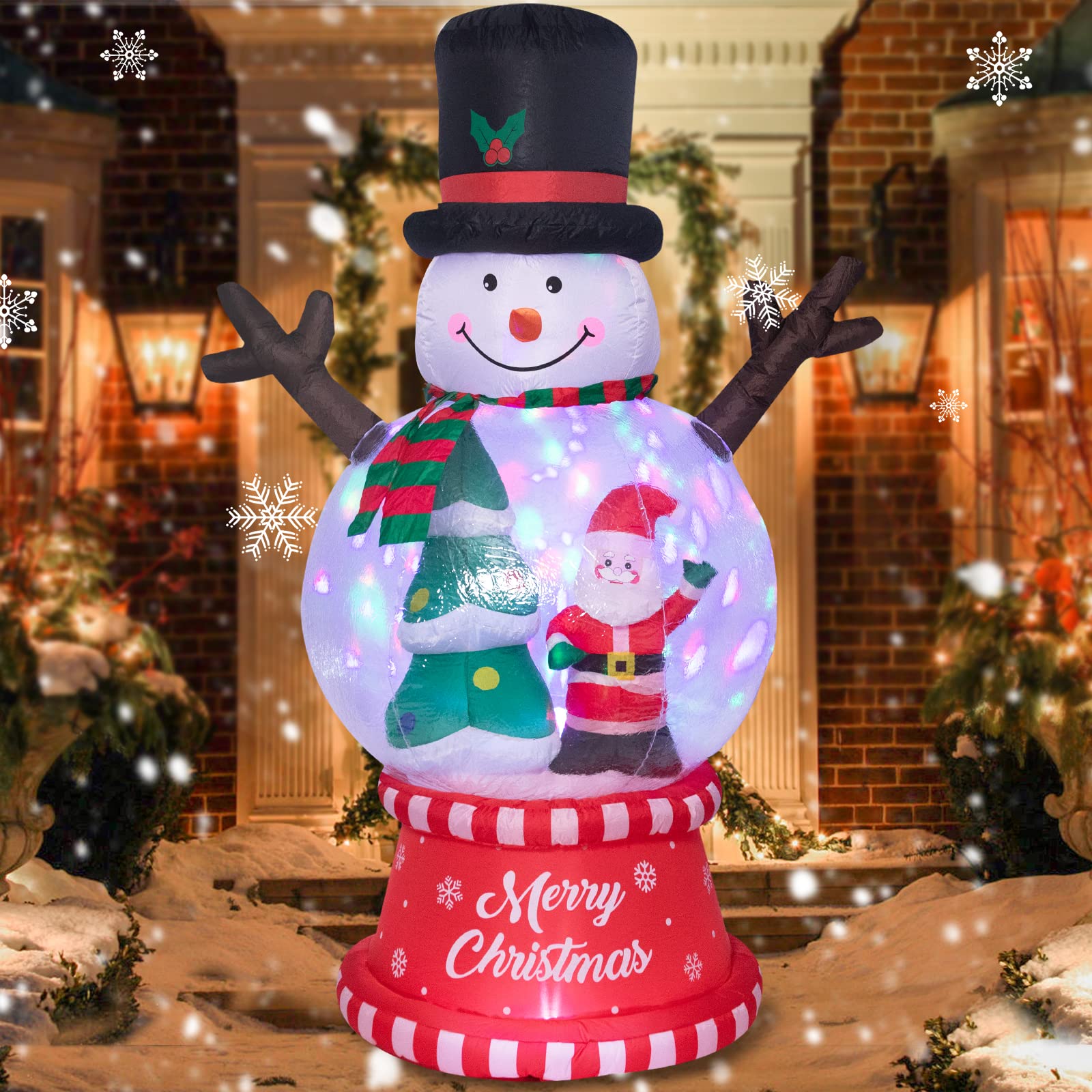 Amazon.com: Risenor 8 FT Height Christmas Inflatables Snowman Globe ...