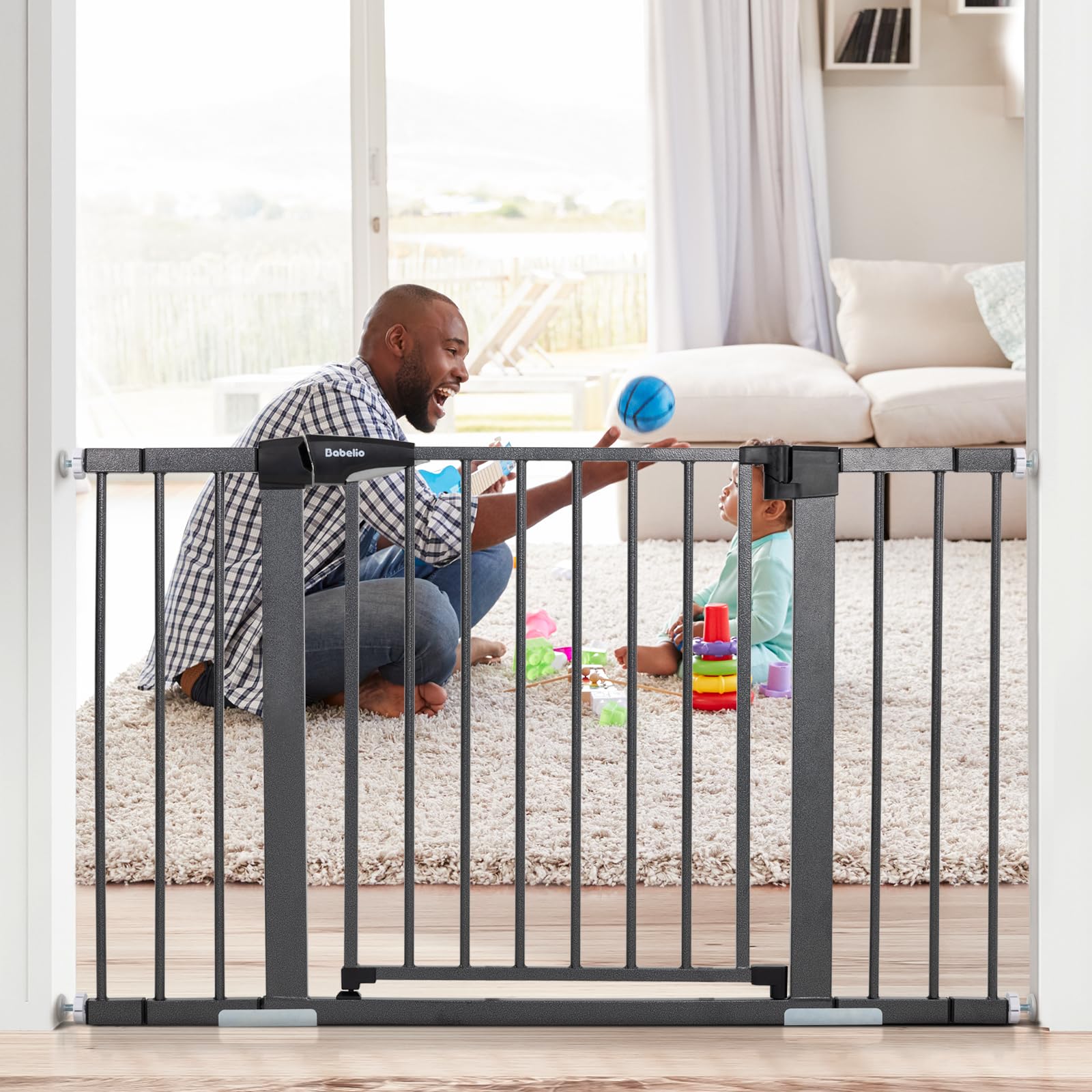 Snapklik.com : BABELIO Metal Baby Gate Dog Gate Meteorite Black 29-48 ...