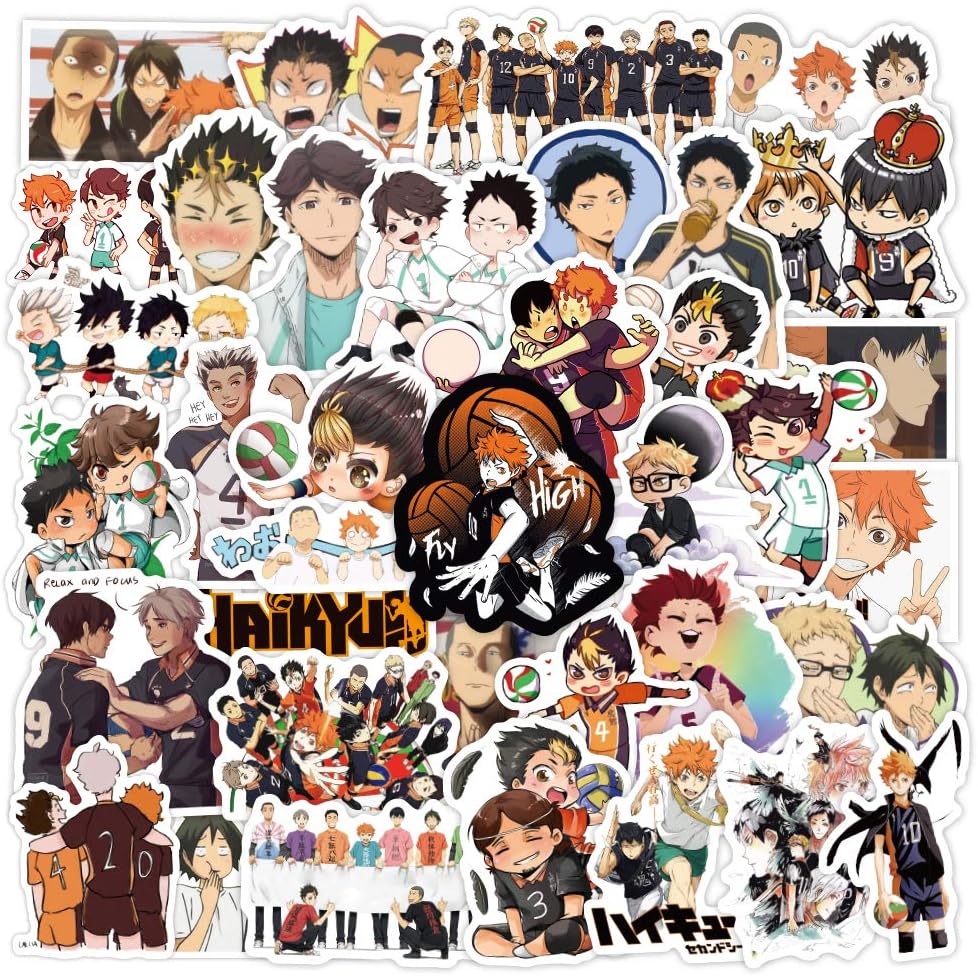 Haikyuu Stickers 50 PCS Anime Stickers for Boys Laptop Skateboard ...