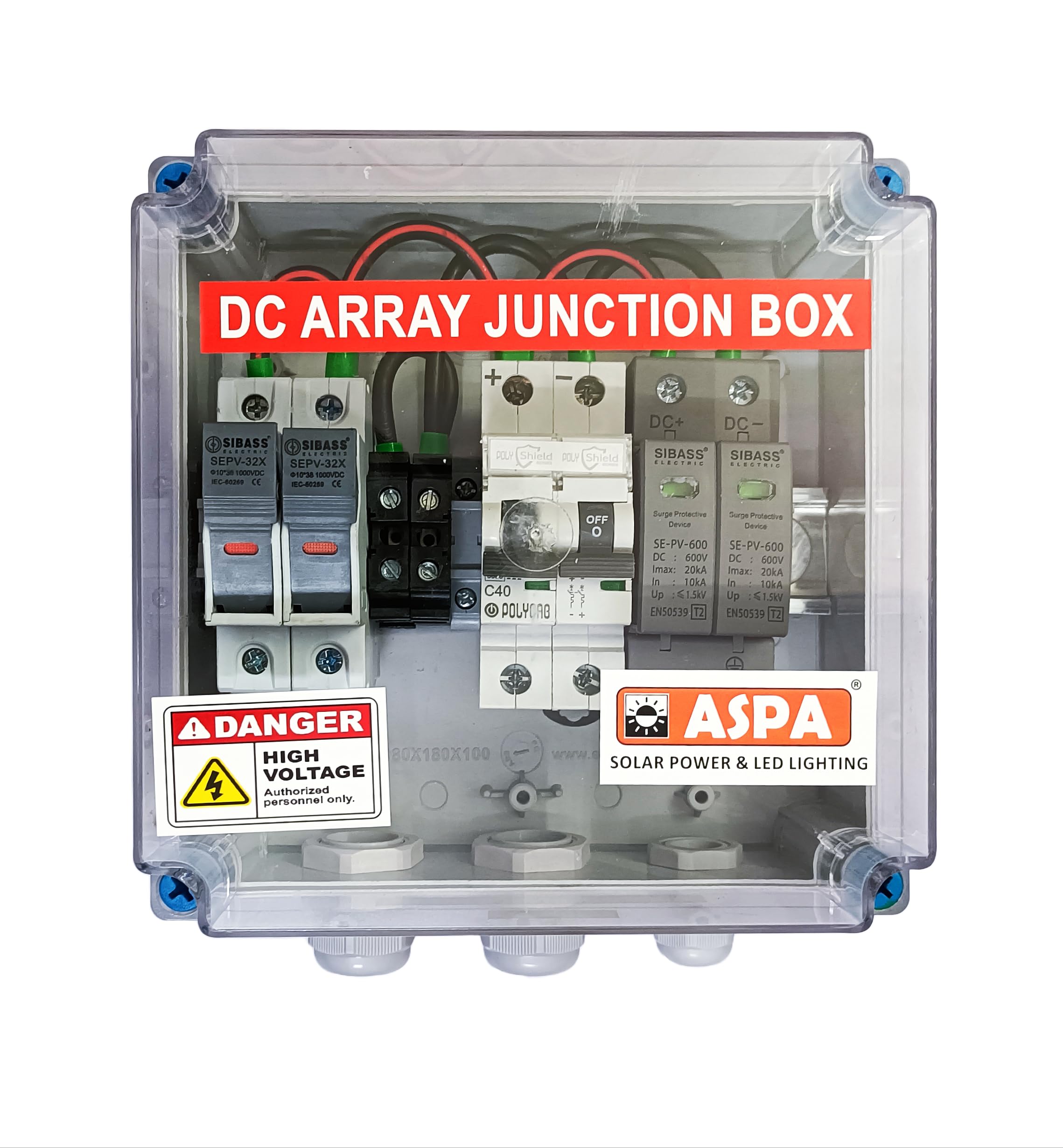 ASPA Solar DCDB 2 in 1 Out 500V 40A MCB 600V SPD AJB DC Array Junction ...