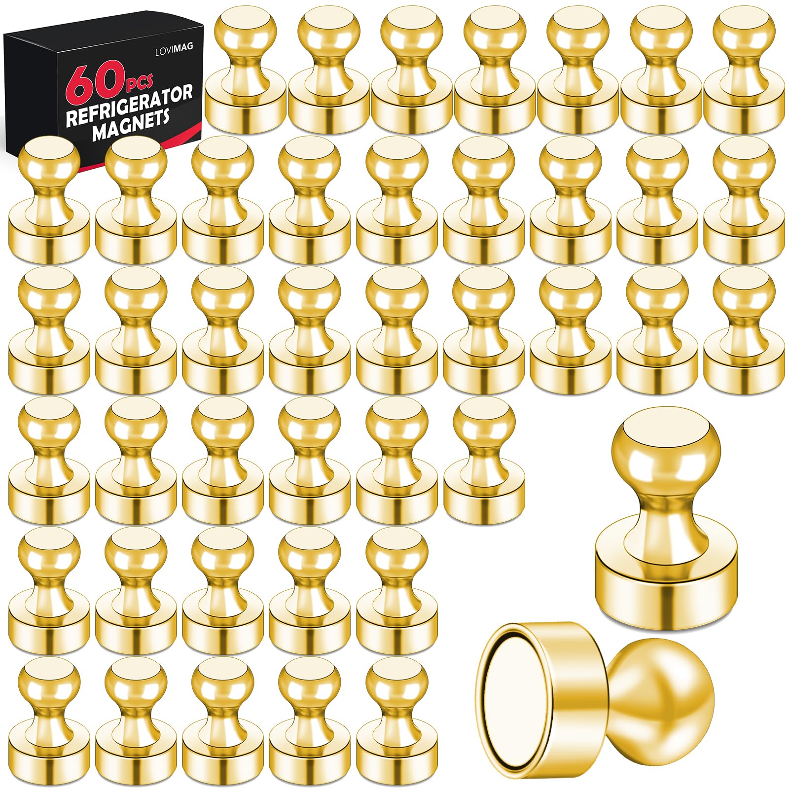 Amazon.com: LOVIMAG 60 PCS Gold Fridge Magnets, Metal Refrigerator ...