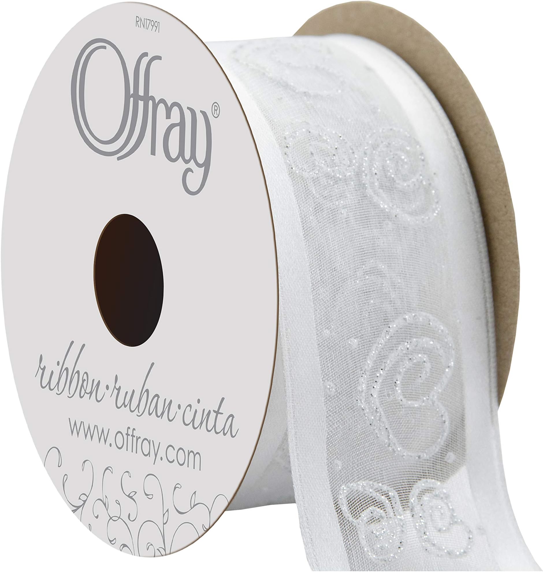 Amazon.com: Offray Wired Edge Swirl Heart Craft Ribbon, 1 1/2-Inch x 9 ...