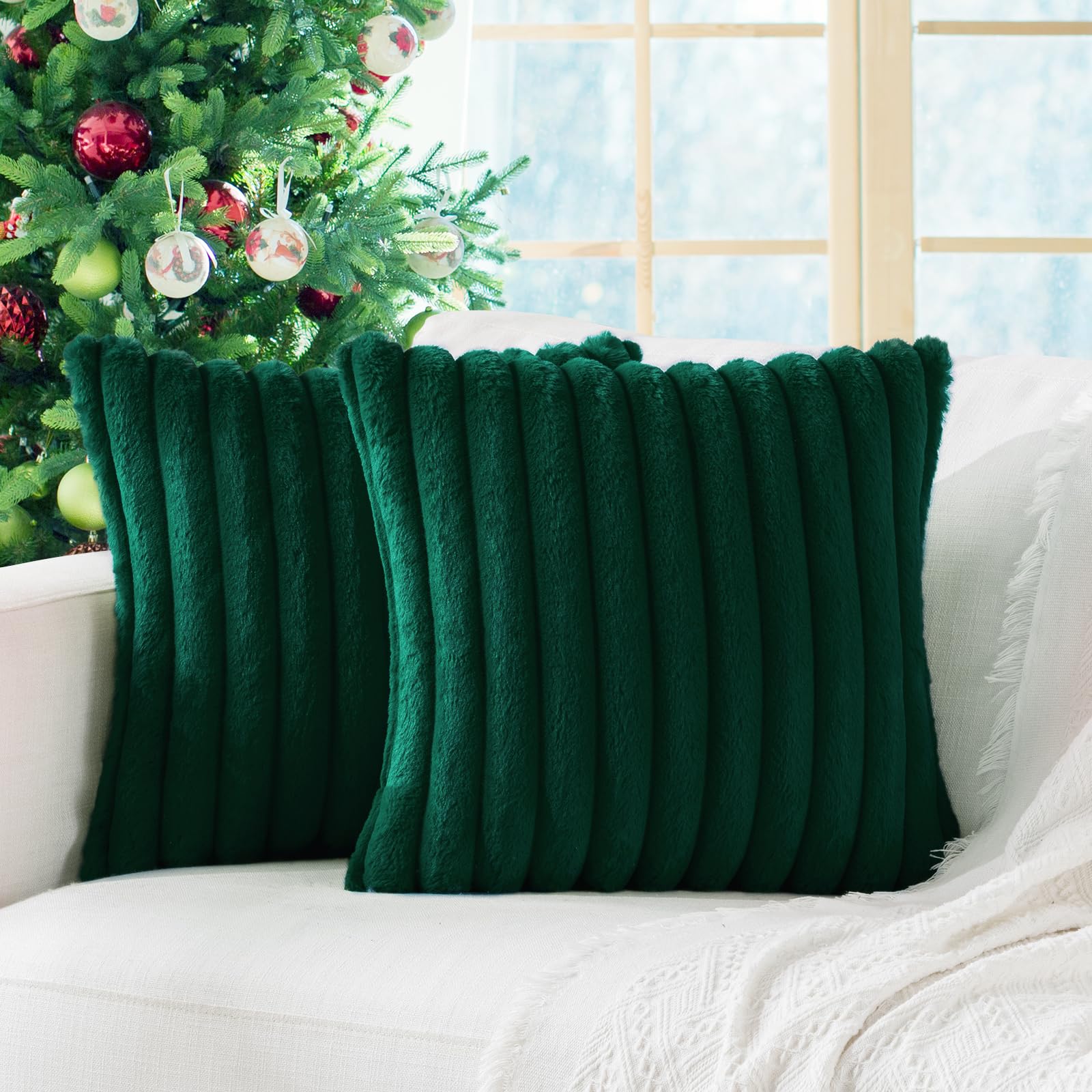 Amazon.com: Ciningon Dark Green Throw Pillow Covers 20x20 Inch Pack of ...