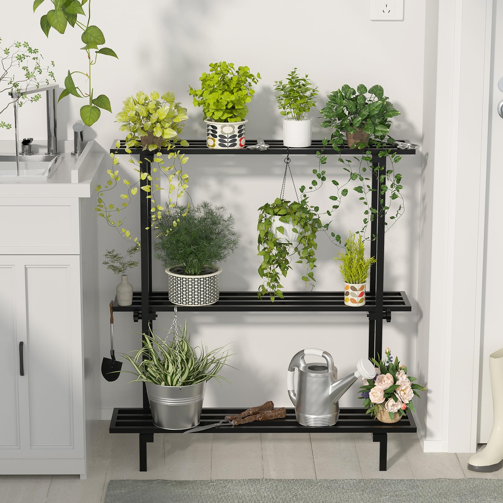 PAKASEPT 3 Tier Plant Stand - Heavy Duty Plant Holder, Metal Sturdy ...