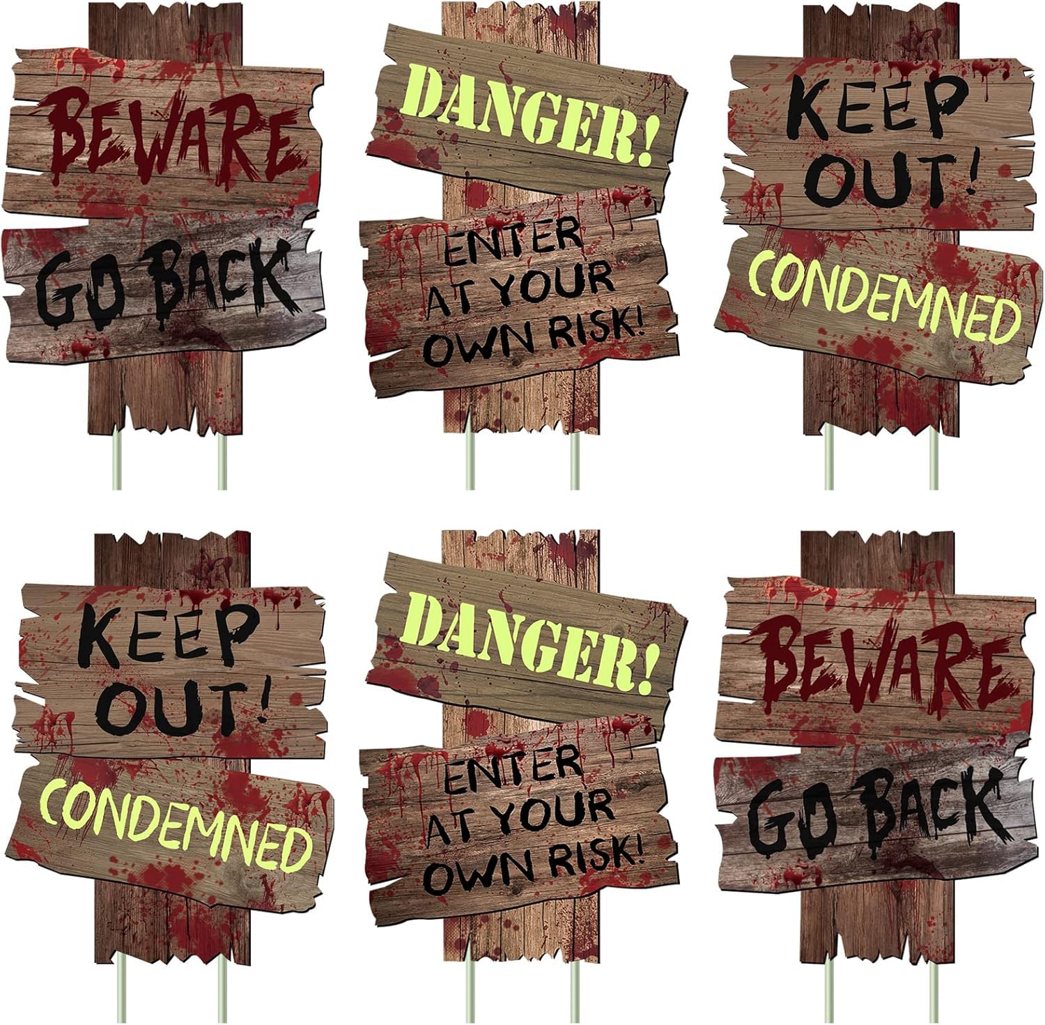 Amazon.com : Halloween Decorations Outdoor Beware Yard Signs Stakes ...