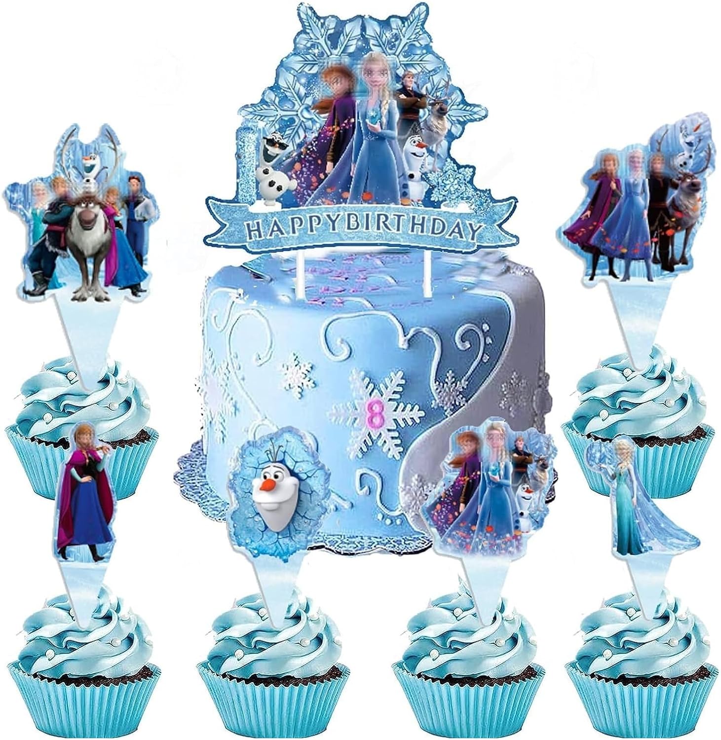 Jofiesu 25PCS Cartoon Birthday Cake Toppers,Cartoon Party Decorations ...