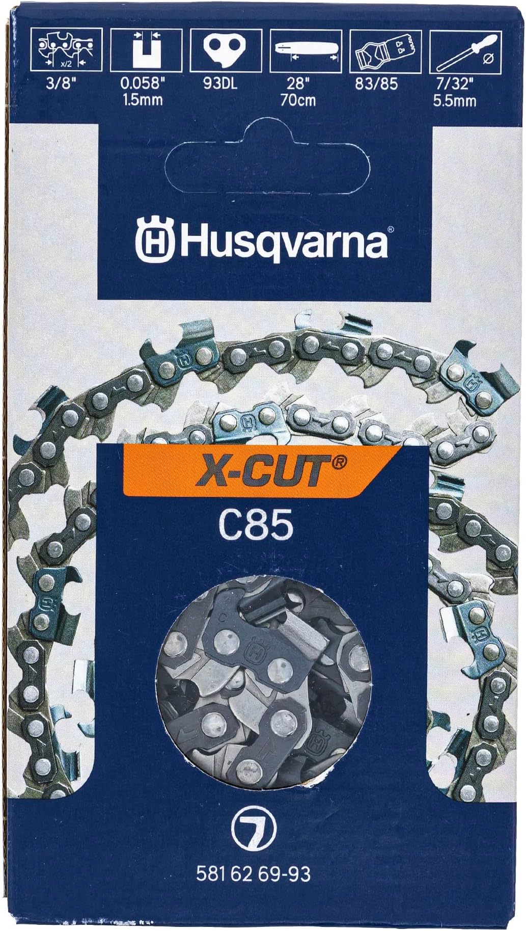 Amazon.com: Husqvarna 581626993 Chainsaw Chain 28" C85 3/8, 058, 93DL ...