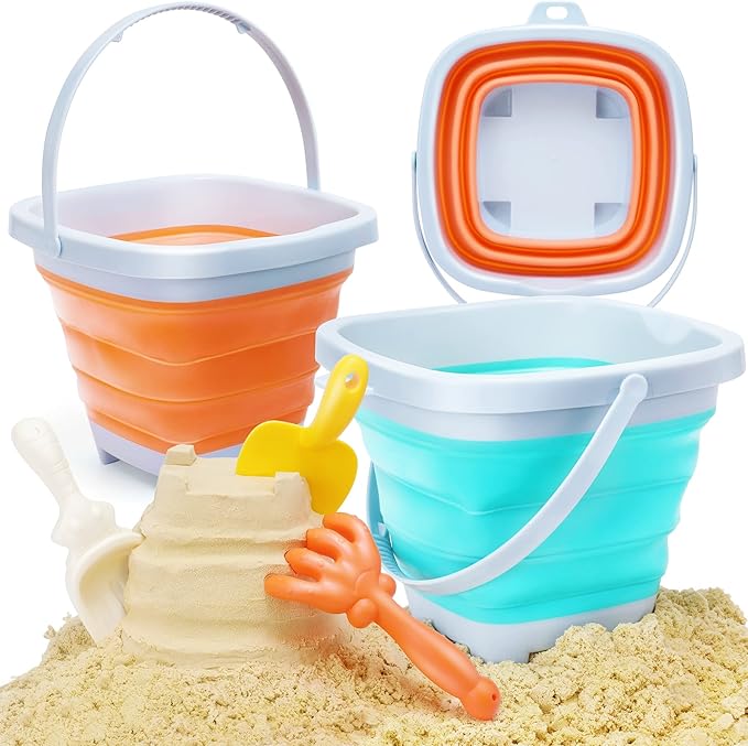 Amazon.com: OR OR TU 6 Pcs Foldable Sand Buckets Beach Toys Set for ...