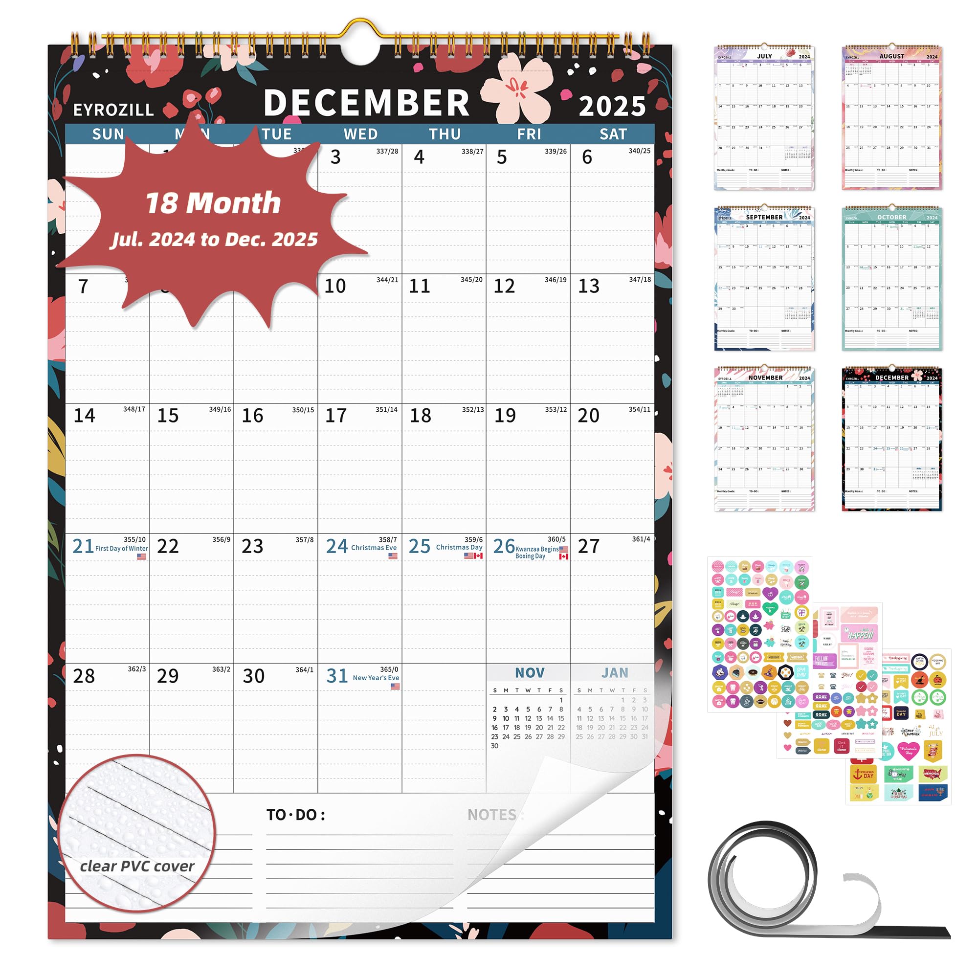Amazon.com: EYROZILL Wall Calendar 2024-2025, Monthly Calendar from ...
