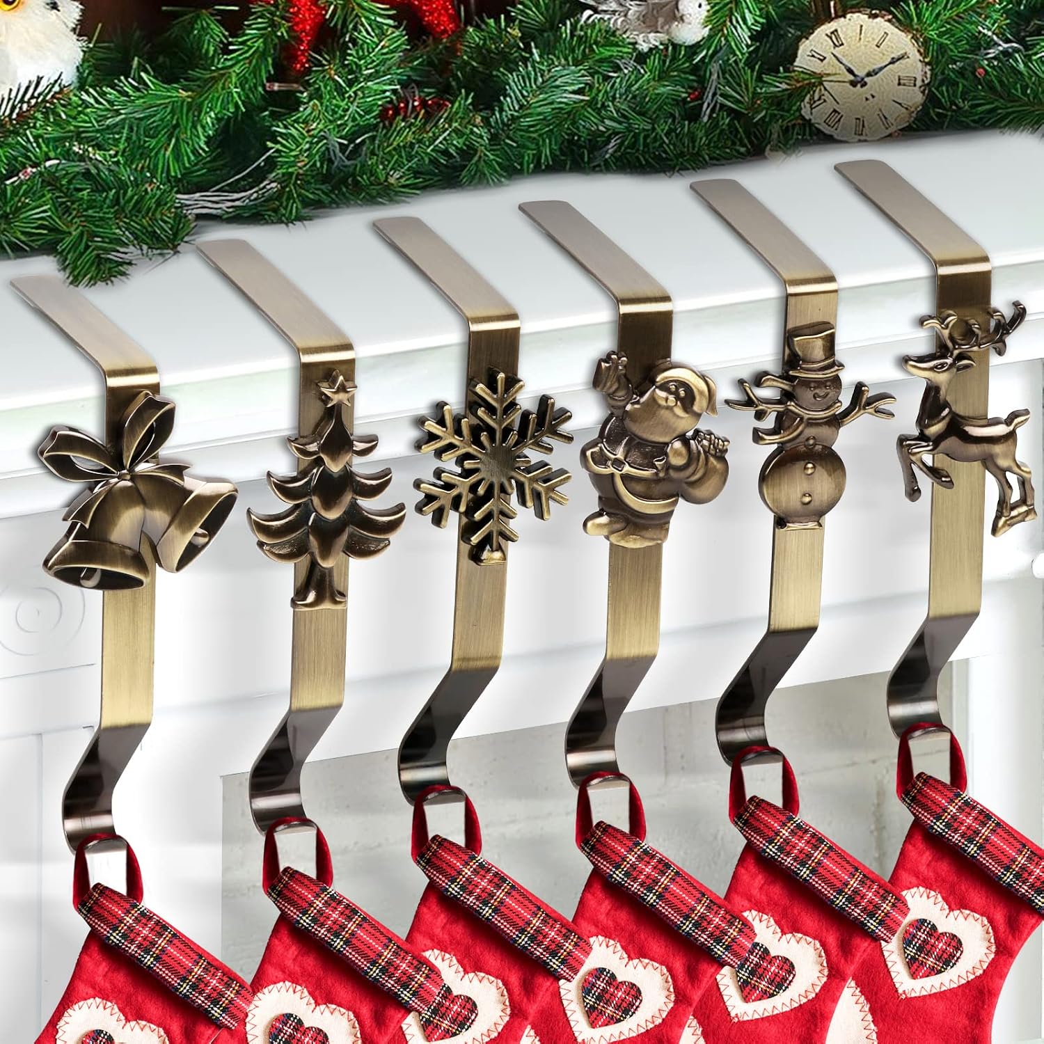 Amazon.com: 6 Pcs Christmas Stocking Holders for Mantel, Non-Slip ...