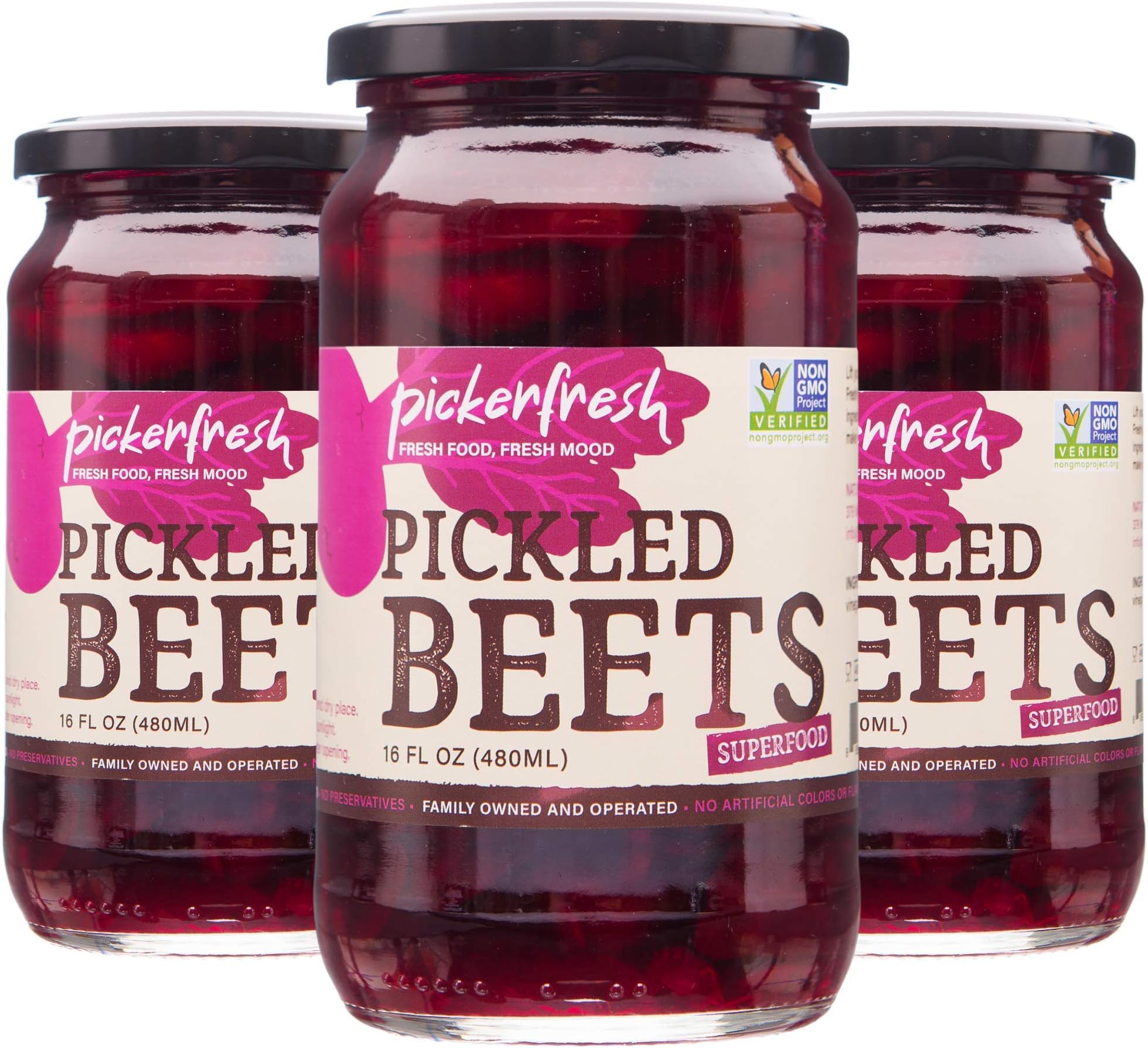 Amazon.com : Pickerfresh Pickled Beets, 16 Oz, Pack of 3, 100% Natural ...