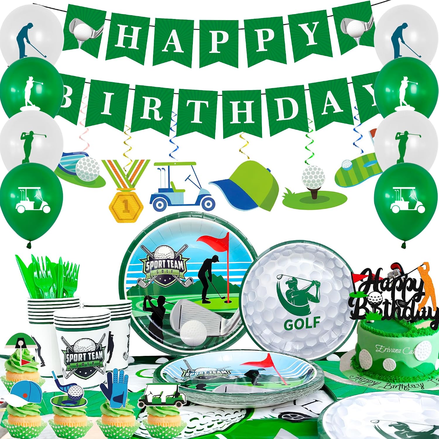 Amazon.com: 159pcs Golf Birthday Party Decorations Supplies, 16 Guests ...