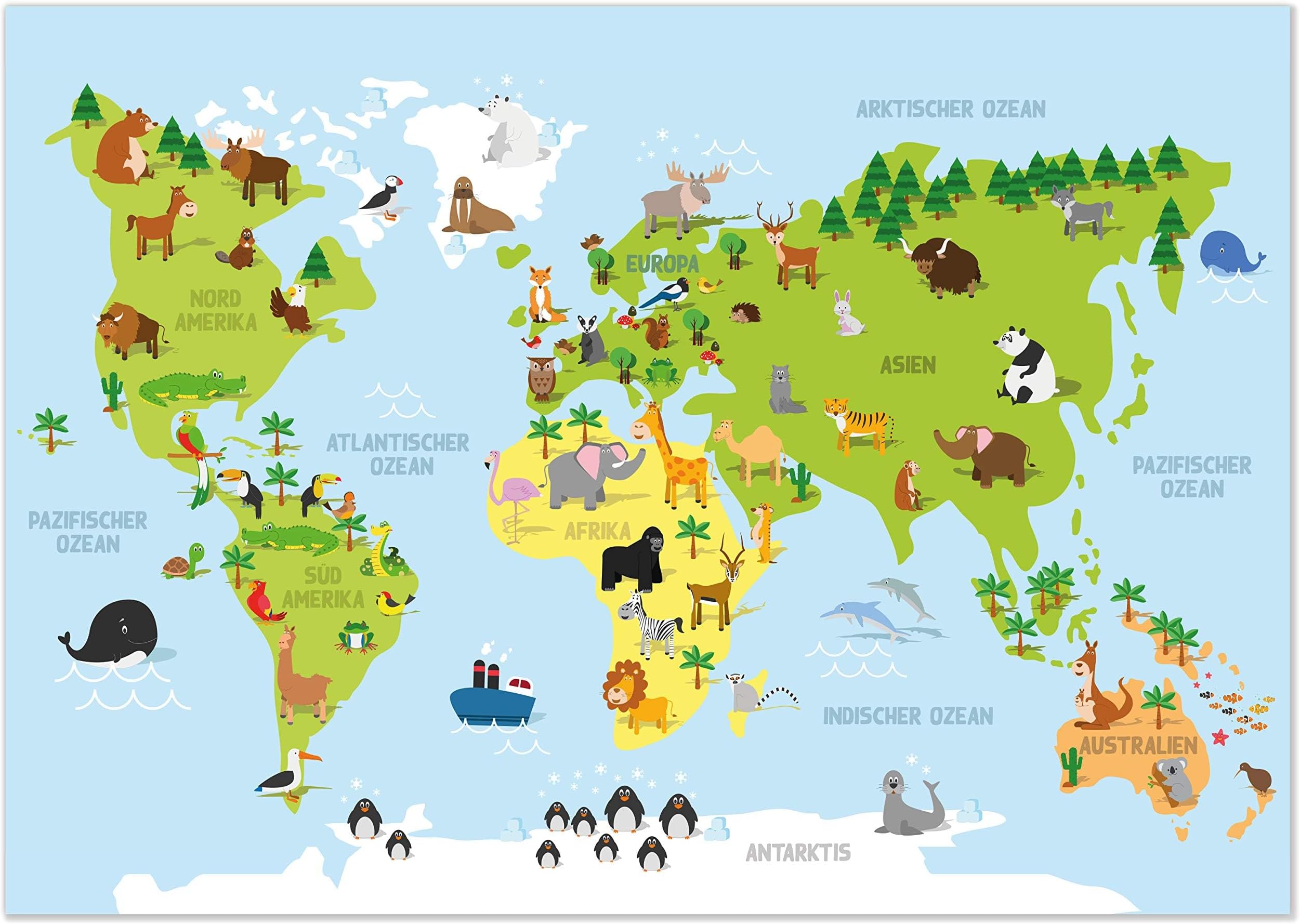 Close Up Kinder Weltkarte XXL Poster - Unsere große Bunte Welt 140 x ...