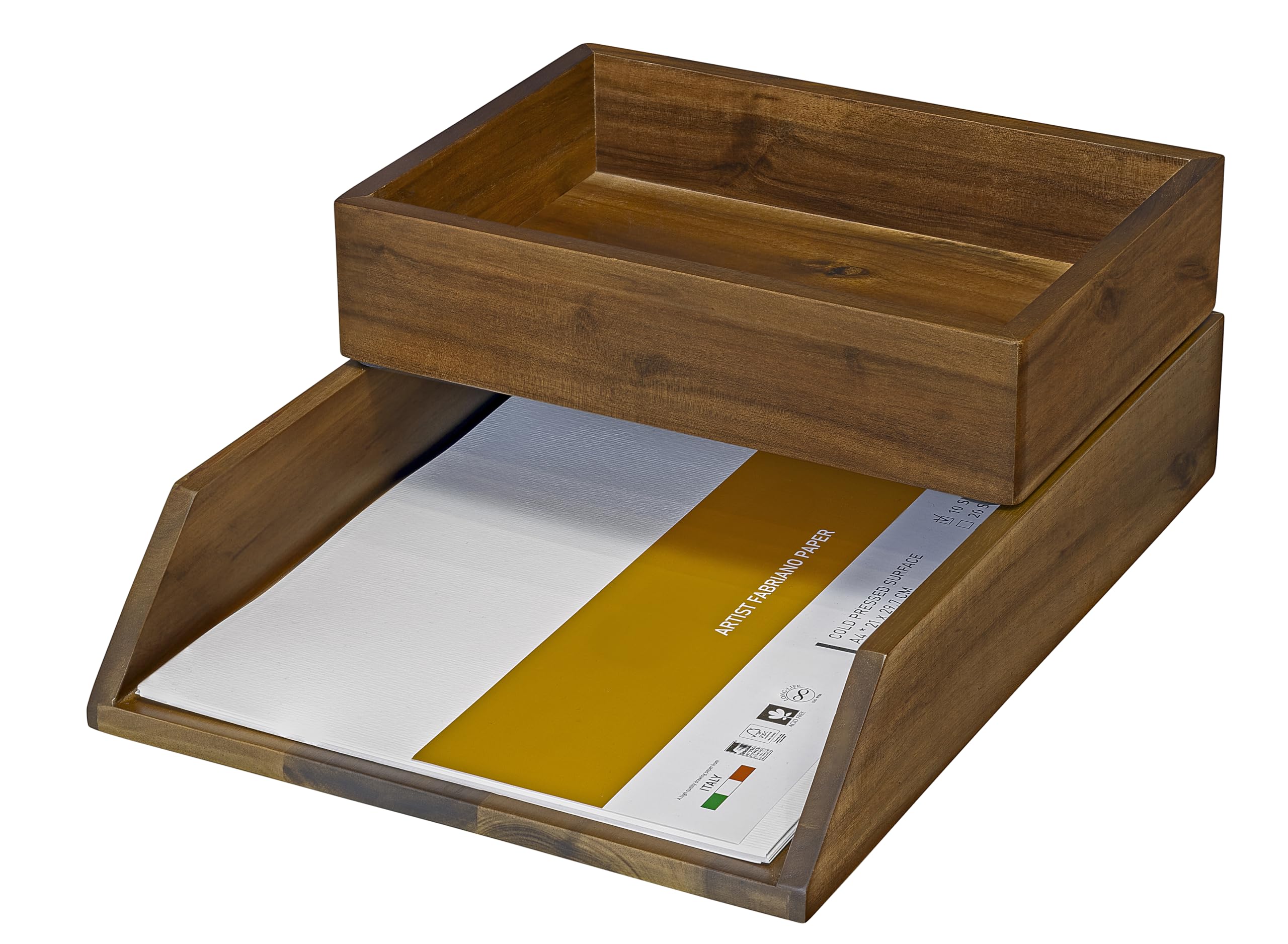 Amazon.com: Demigo Desk Organizer Letter Tray Set of 2, Acacia Wood ...