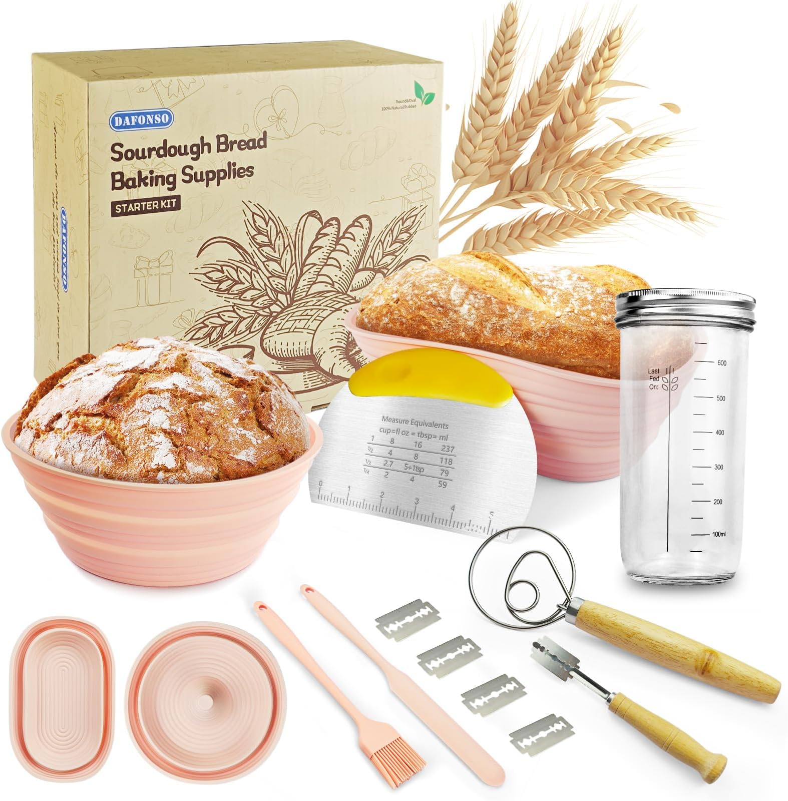 Amazon.com: Sourdough Starter Kit-Banneton Bread Proofing Basket ...