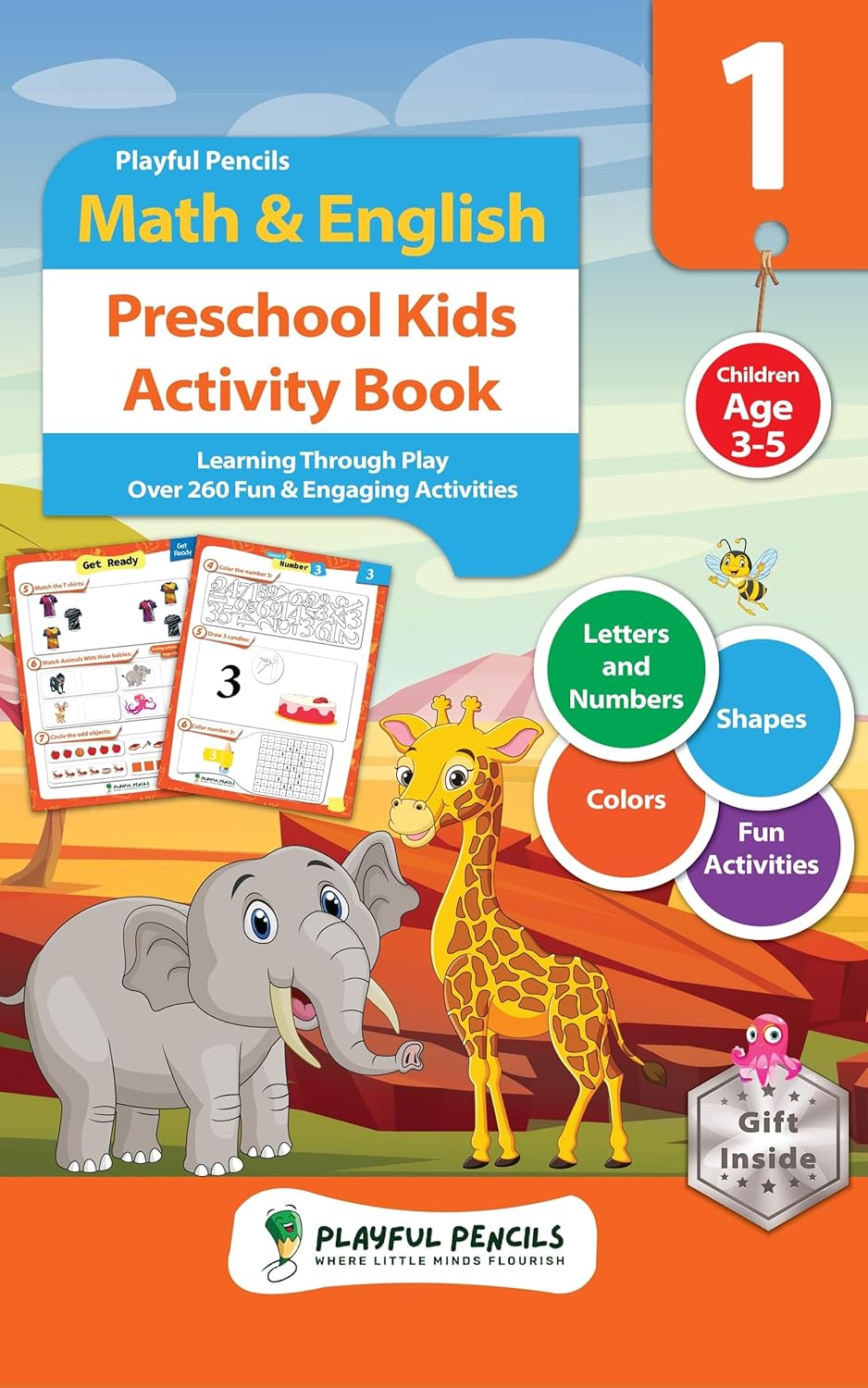 Playful Pencils Math & English Preschool Kids Activity Book: Learning ...
