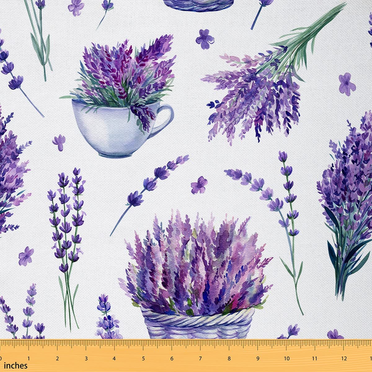 Amazon.com: Lavender Fabric by The Yard Watercolor Flowers Bouquet ...