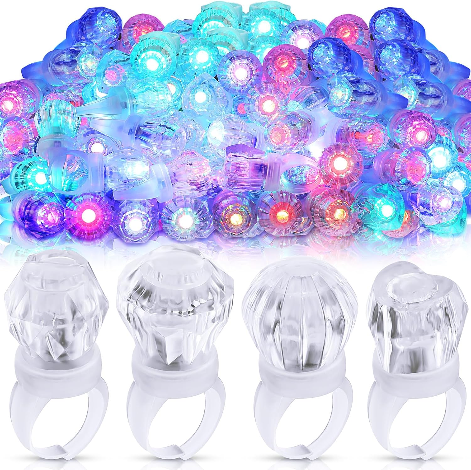 Amazon.com: Leyndo 150 Pcs Colorful LED Light up Rings End of Year ...