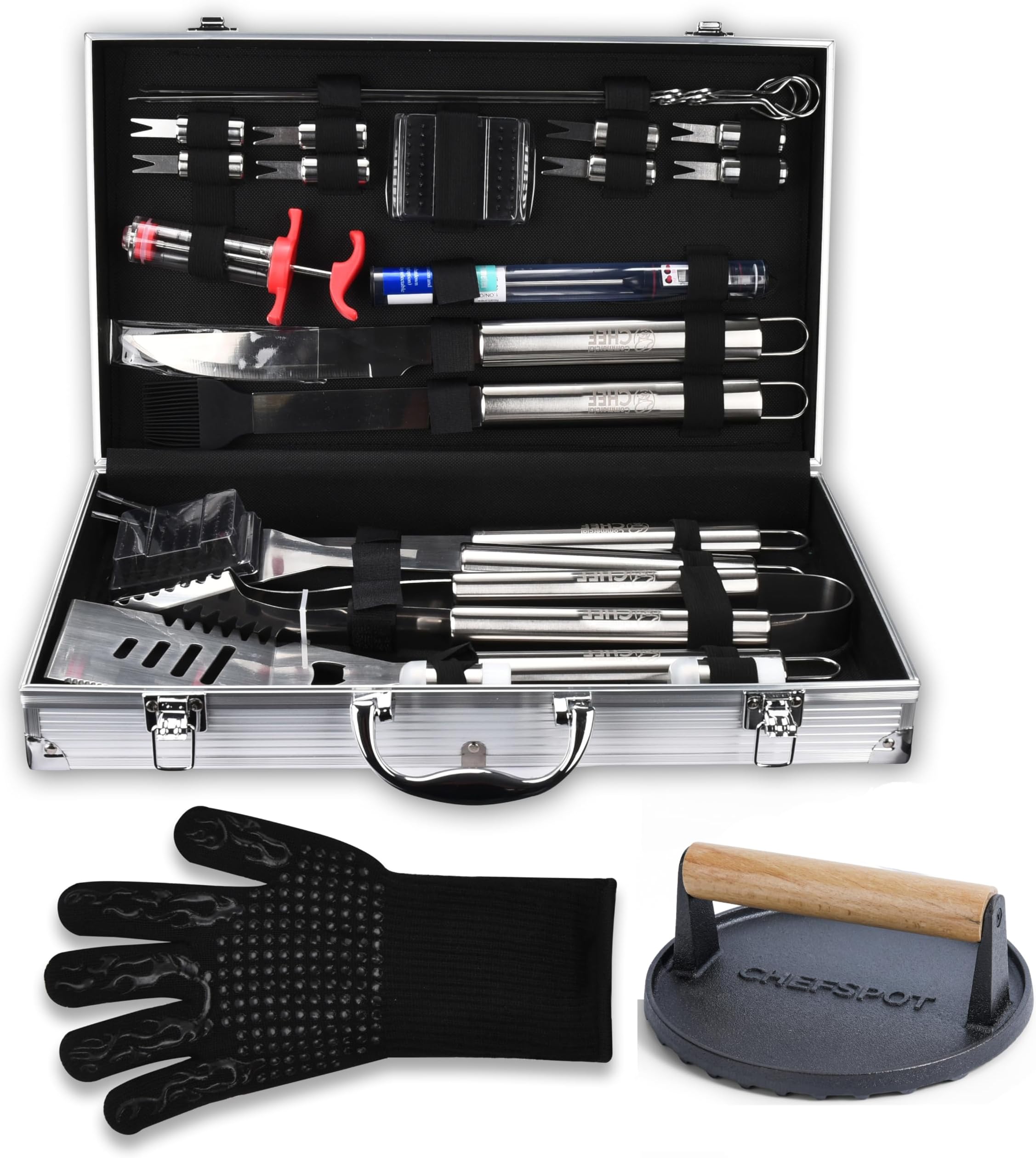 Amazon.com: Commercial Chef 25 Piece Barbeque Grill Accessories ...