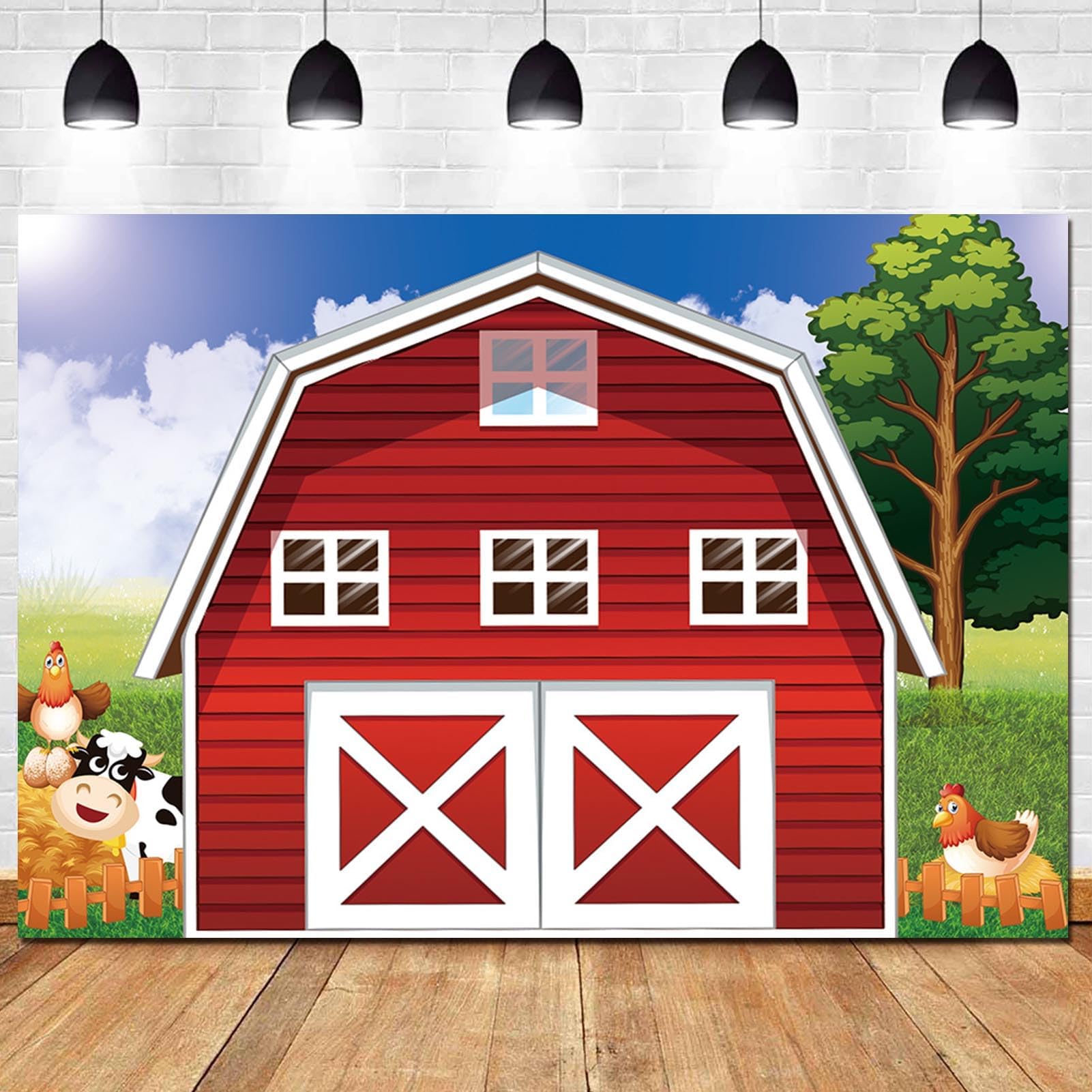 Amazon.com : Red Barn Door Haystack Photography Backdrop Farm Theme ...