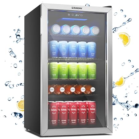 Amazon.com: Euhomy Beverage Refrigerator and Cooler, 110 Can Mini ...