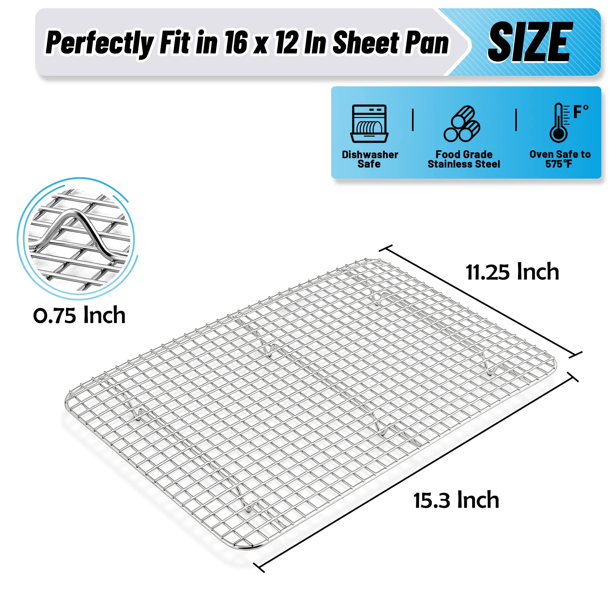 Snapklik.com : Cooling Racks, 2 Pack Stainless Steel Grid Wire Rack For ...
