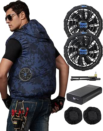 Amazon.co.jp: [happycool]【2025新登場&32V超高出力& 25000mAh大容量】空調作業服 高所作業に対応 ...