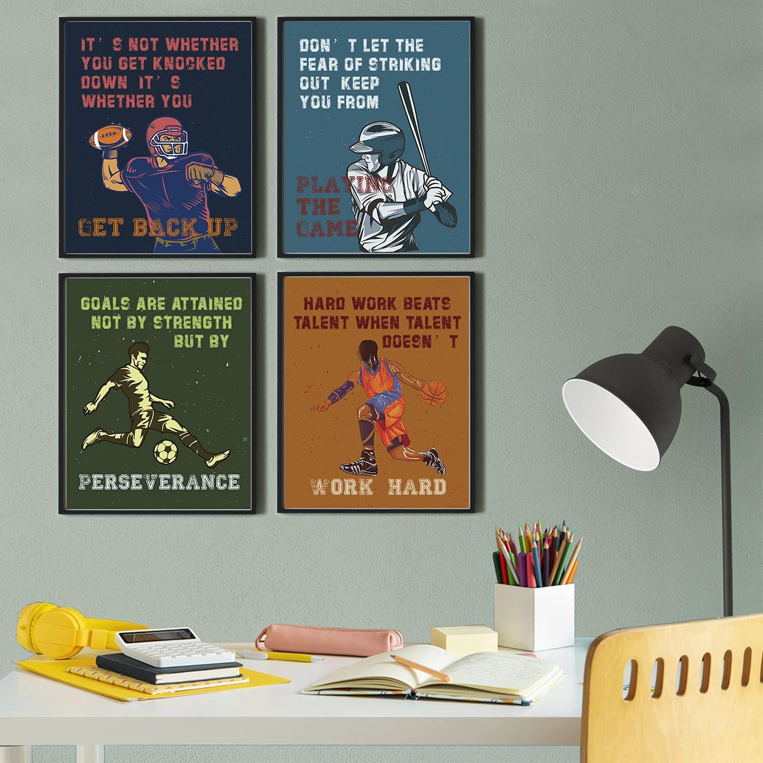 Buy DAMEI SHENGSHENG Retro Sports Themed Motivational Quote Phrases ...