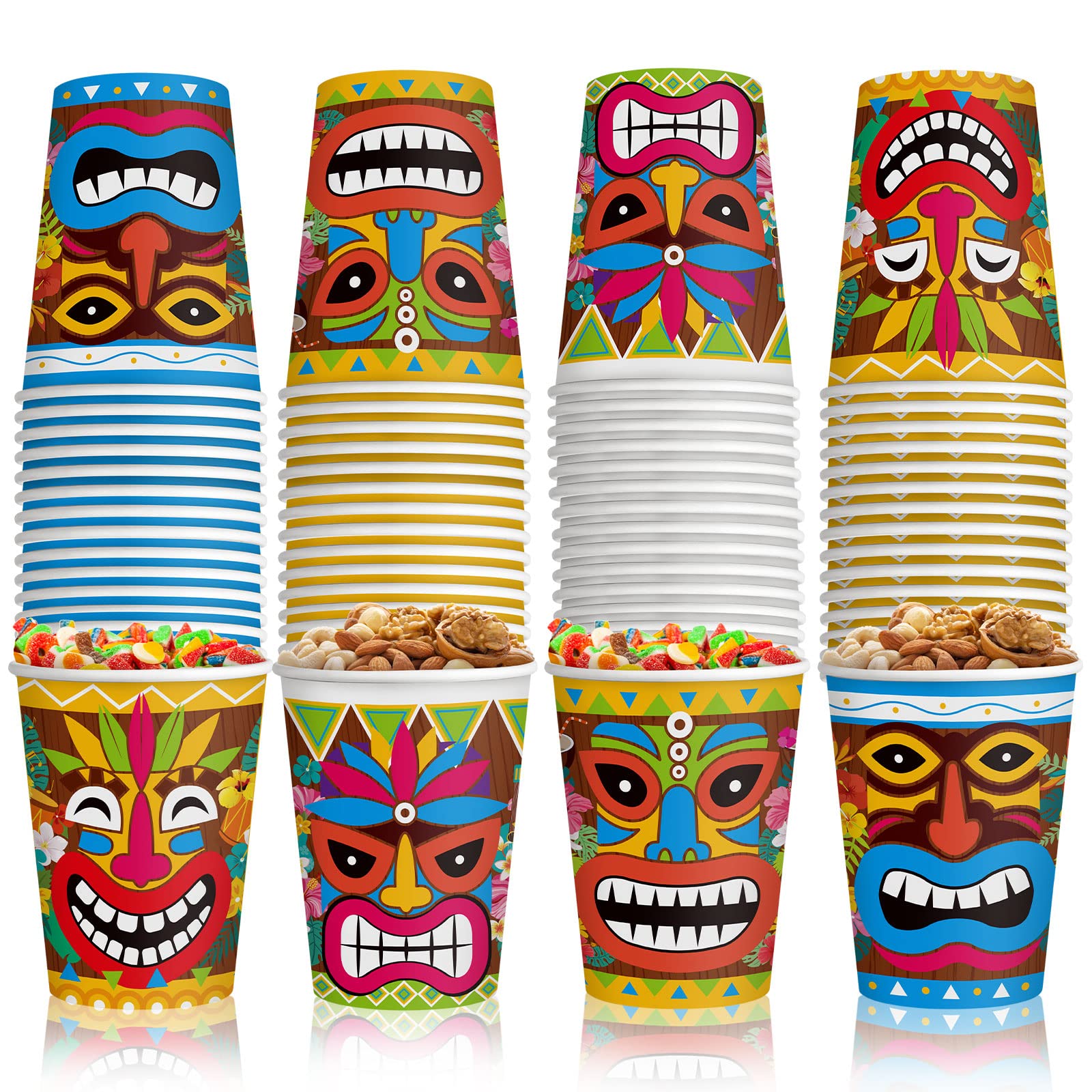Amazon.com: 60 Pieces Tiki Cups 9 oz Tiki Cups Disposable Paper Cups ...